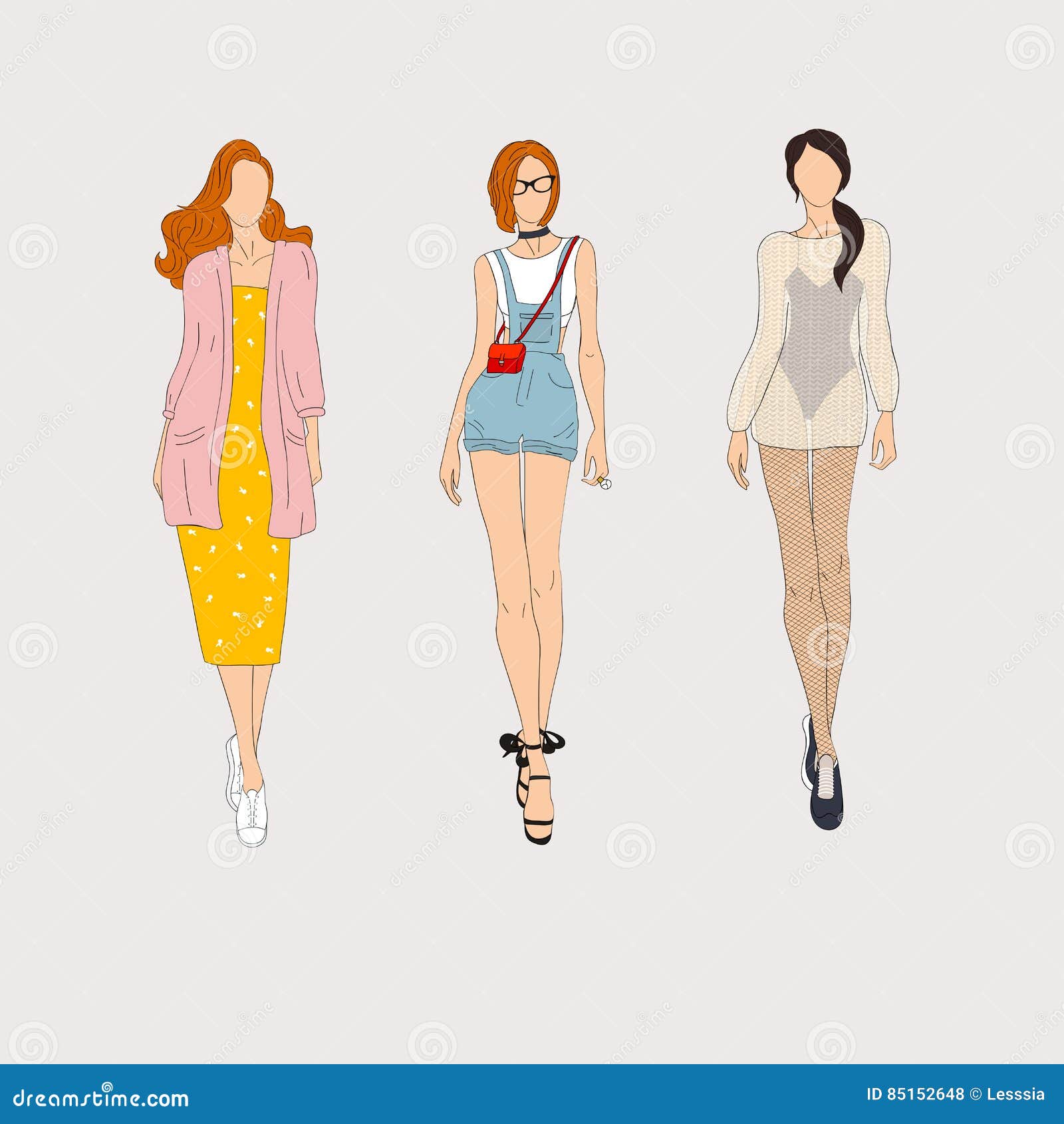 Hand Drawn Fashion Models Stock Vector Illustration Of Design 85152648