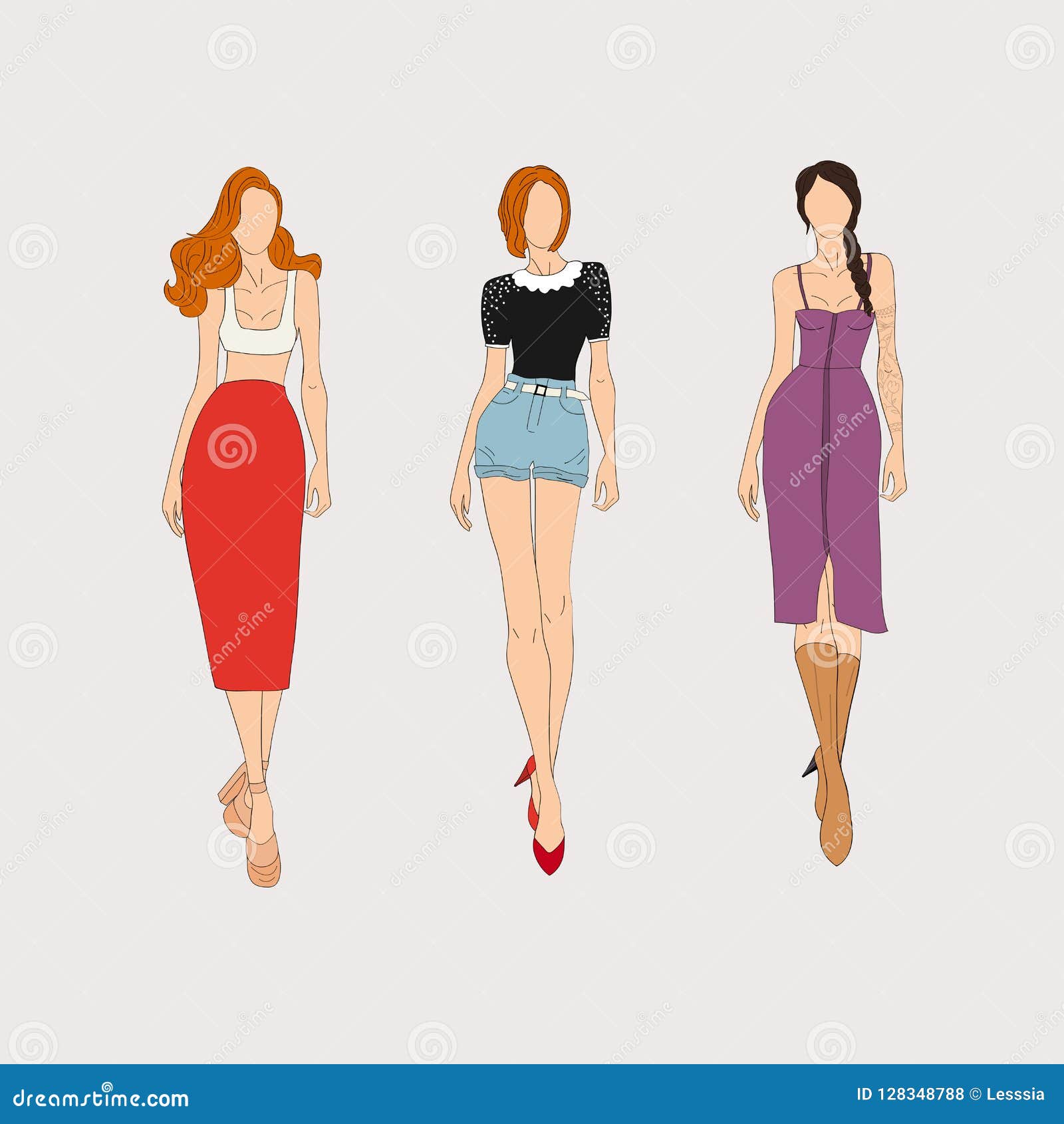 Hand Drawn Fashion Models. Vector Illustration Stock Vector ...