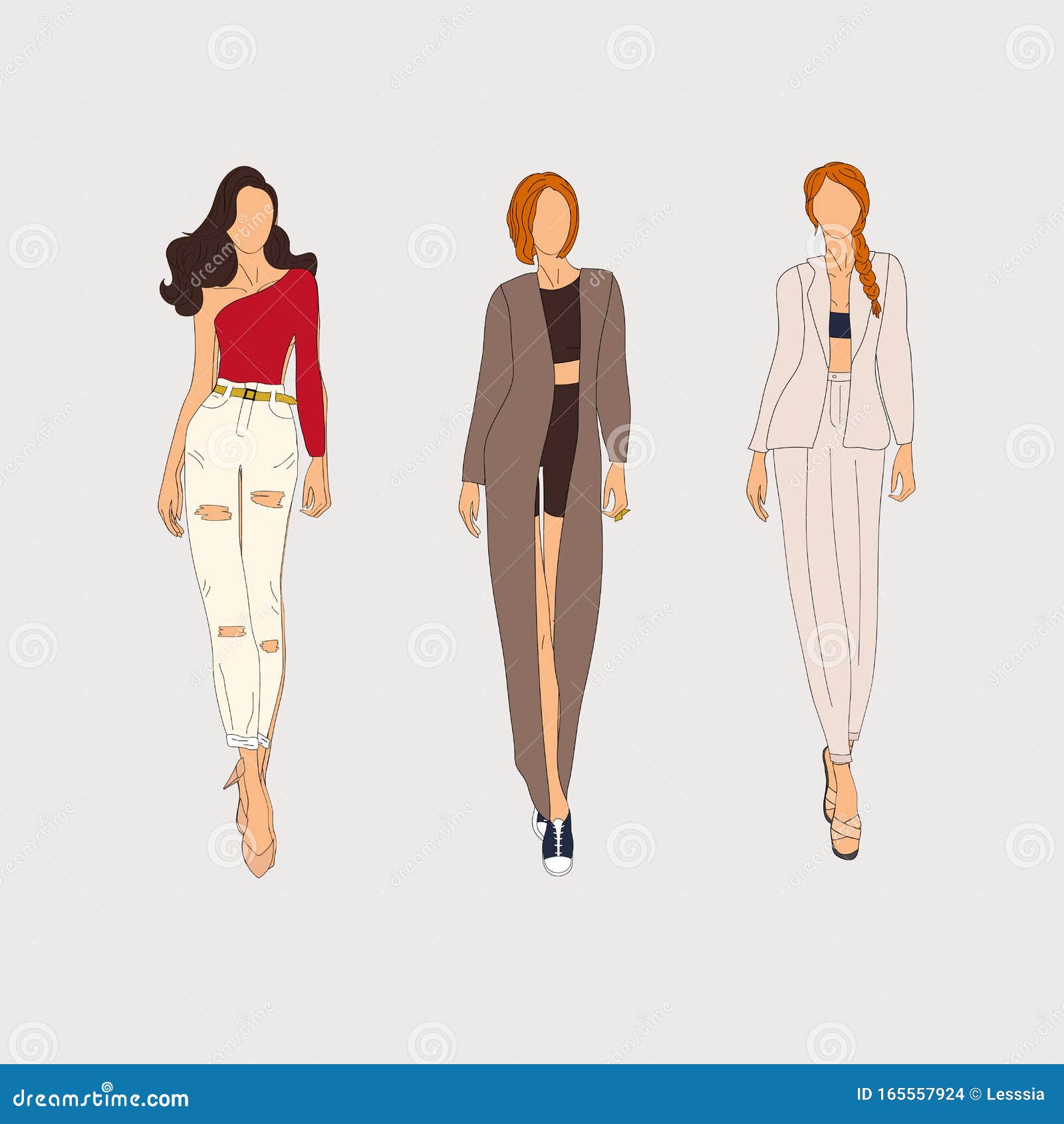 Hand Drawn Fashion Models. Vector Illustration Concept Stock Vector ...