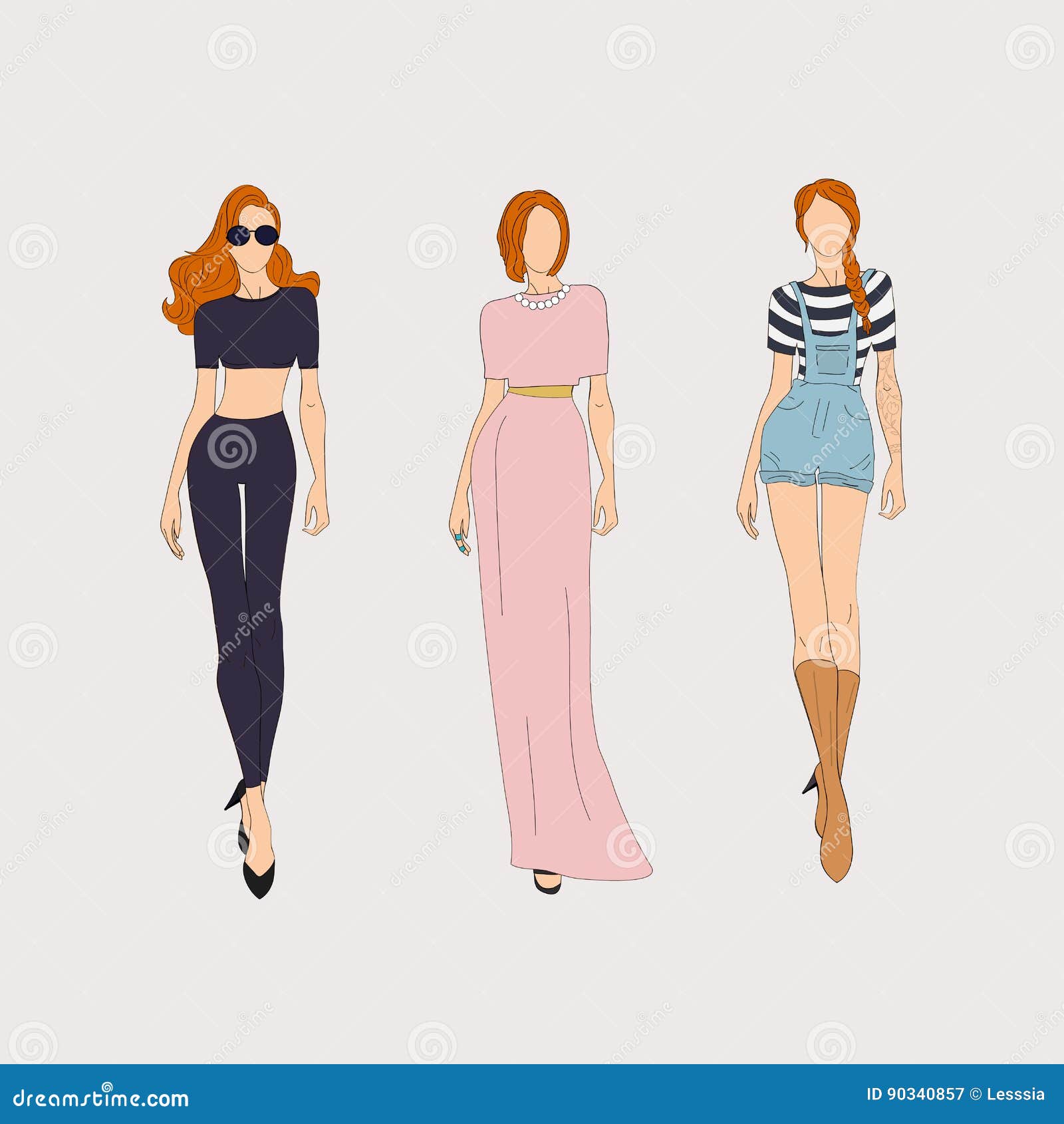 Hand Drawn Fashion Models. Vector Illustration Stock Vector ...