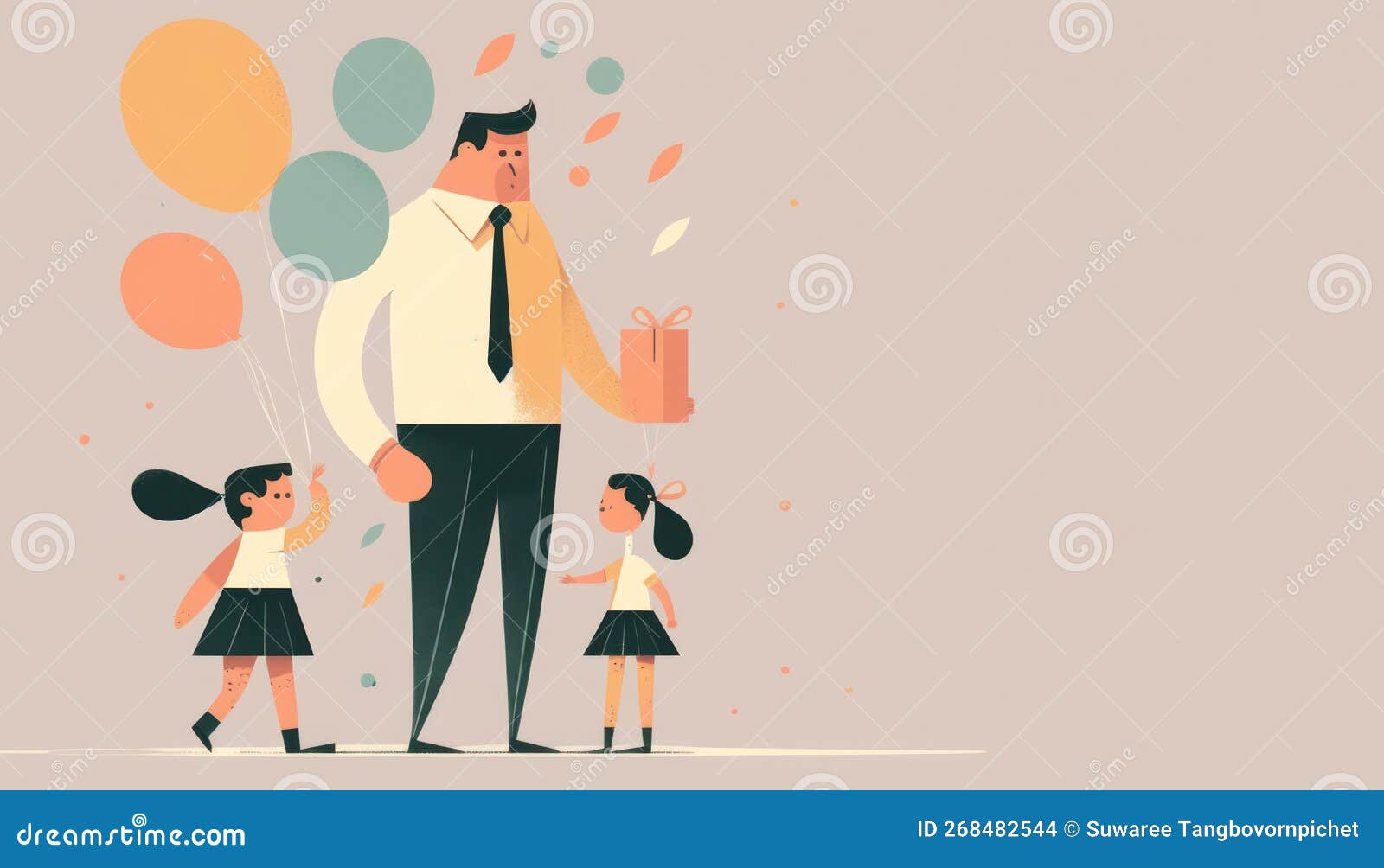 Hand Drawn Father Day Graphic Illustration Banner Template Copy Space ...