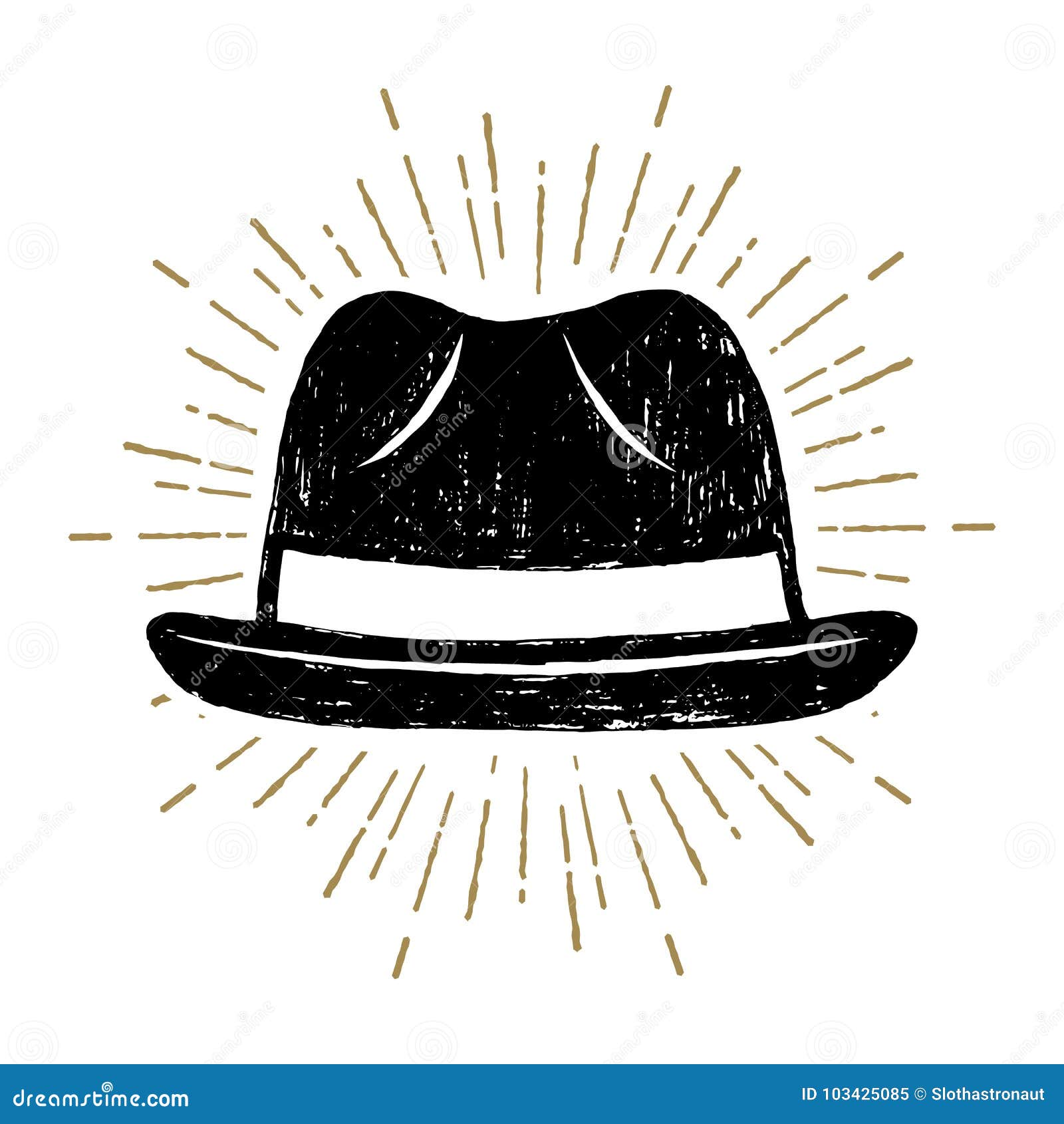 Hand Drawn Fedora Hat Vector Illustration. Stock Vector - Illustration ...
