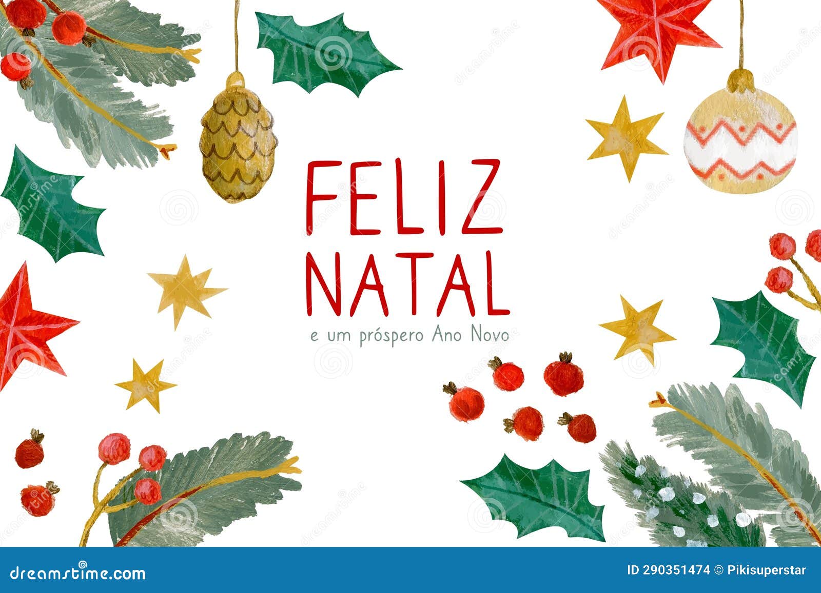 Hand Drawn Feliz Natal Concept Vector Design Illustration Stock Vector ...
