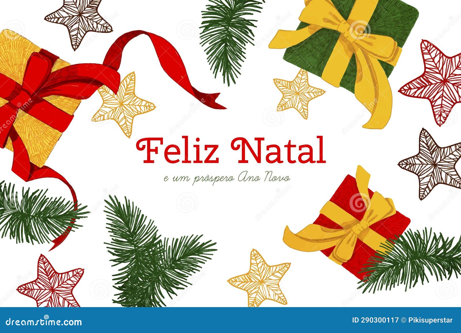 Hand Drawn Feliz Natal Vector Design Illustration Stock Vector ...
