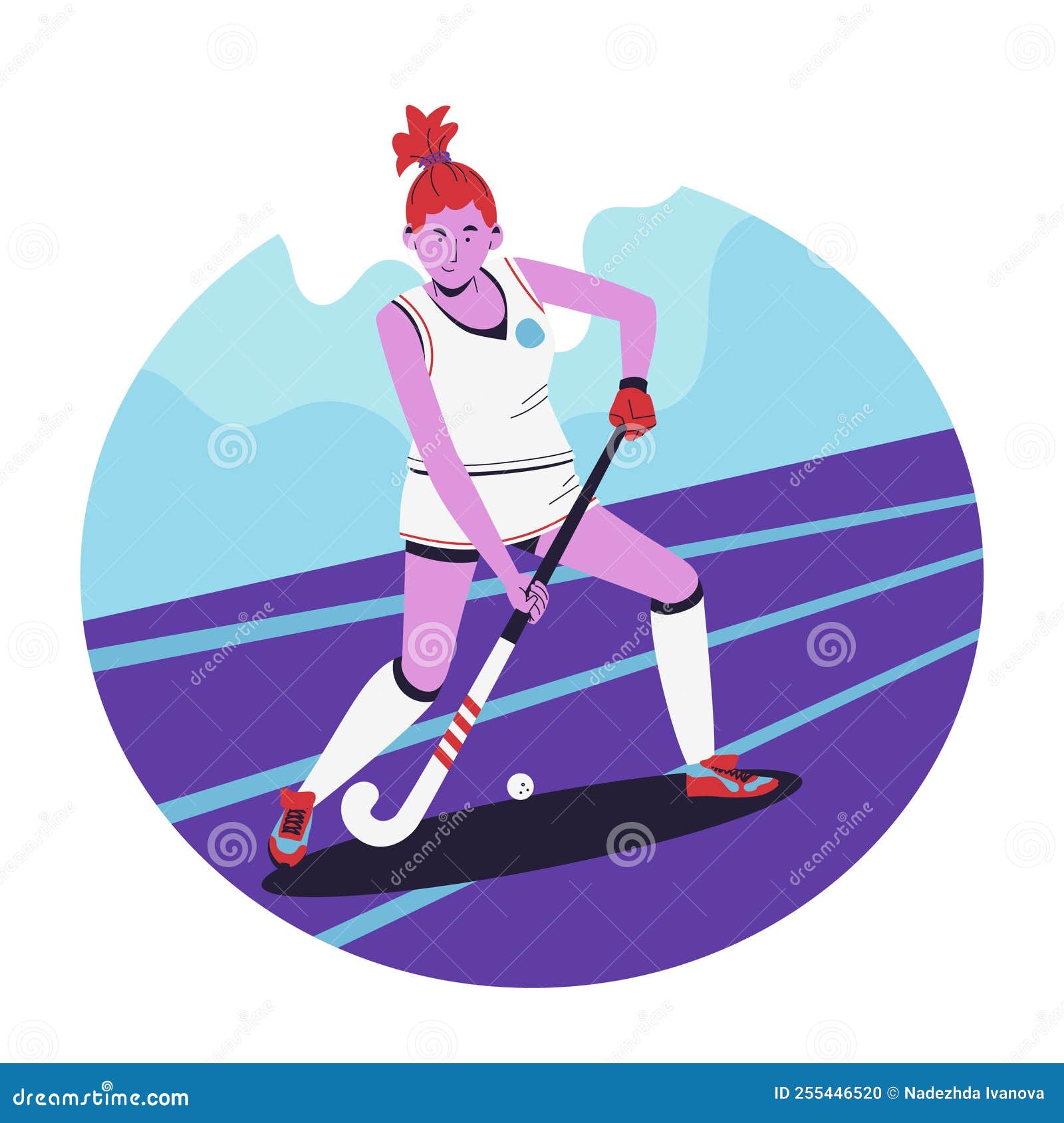 Hand Drawn Field Hockey Vector Illustration. Stock Vector ...