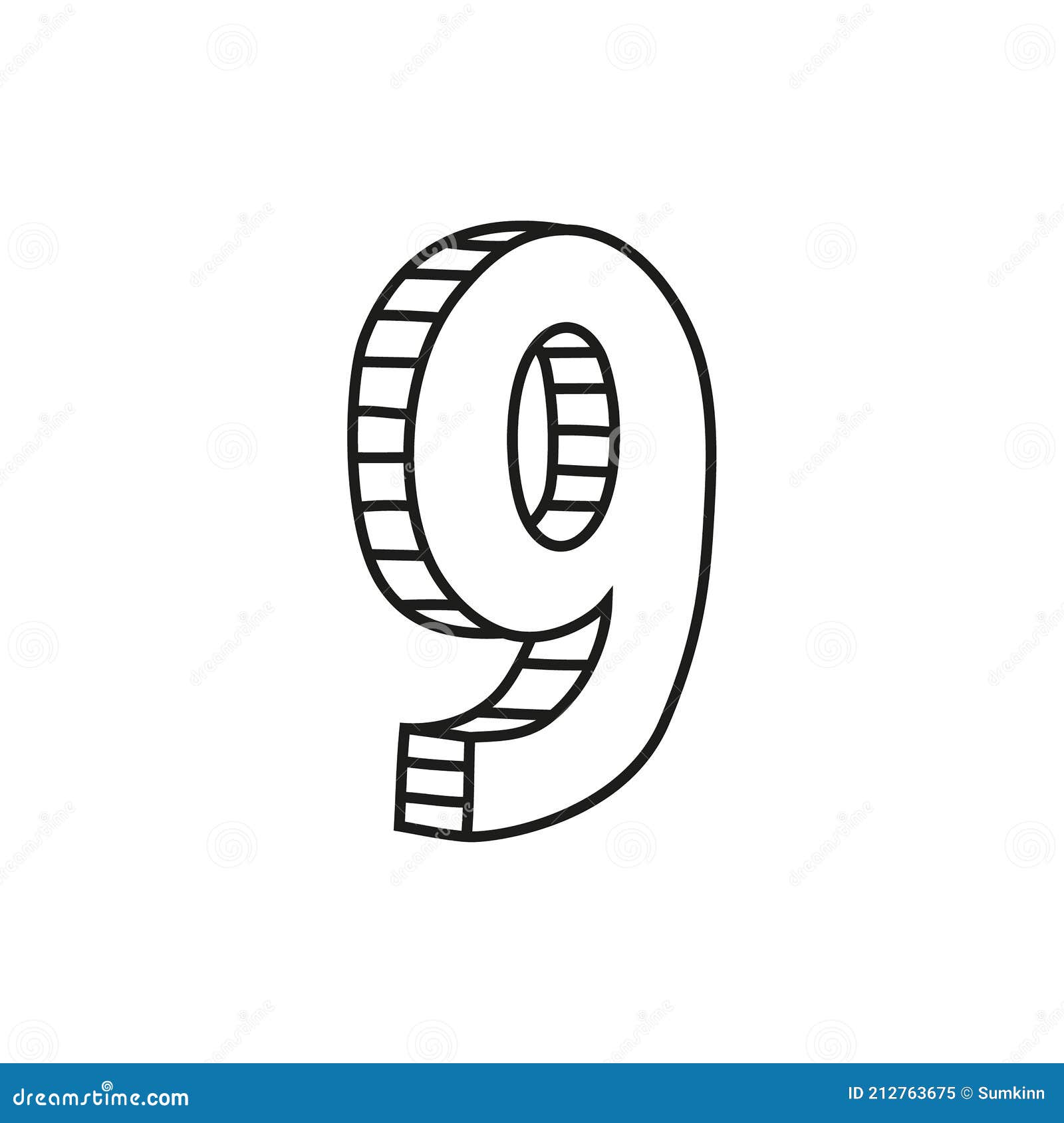 Hand drawn figure stock vector. Illustration of nine - 212763675