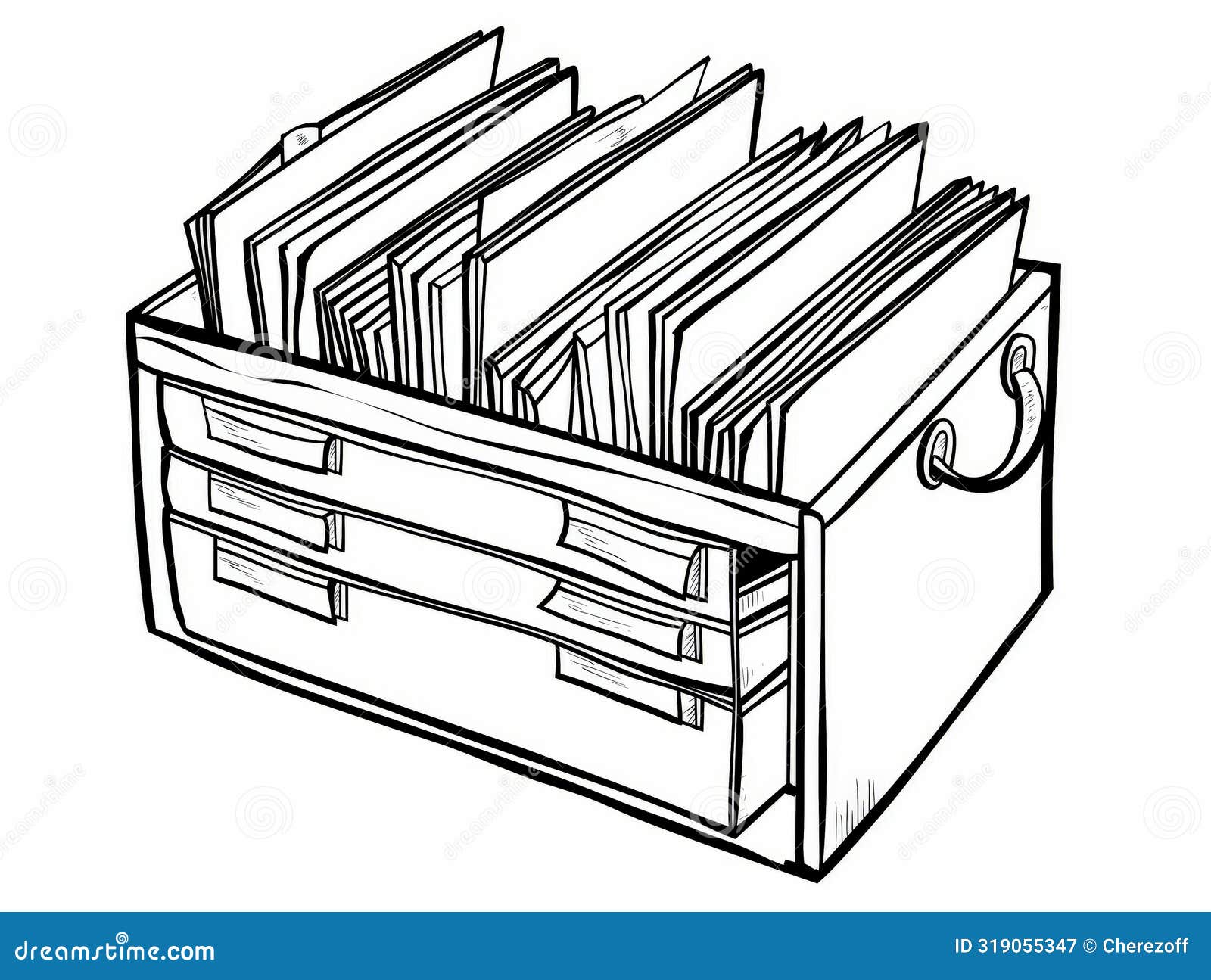 Hand-Drawn File Box with Documents Stock Image - Image of drawing ...