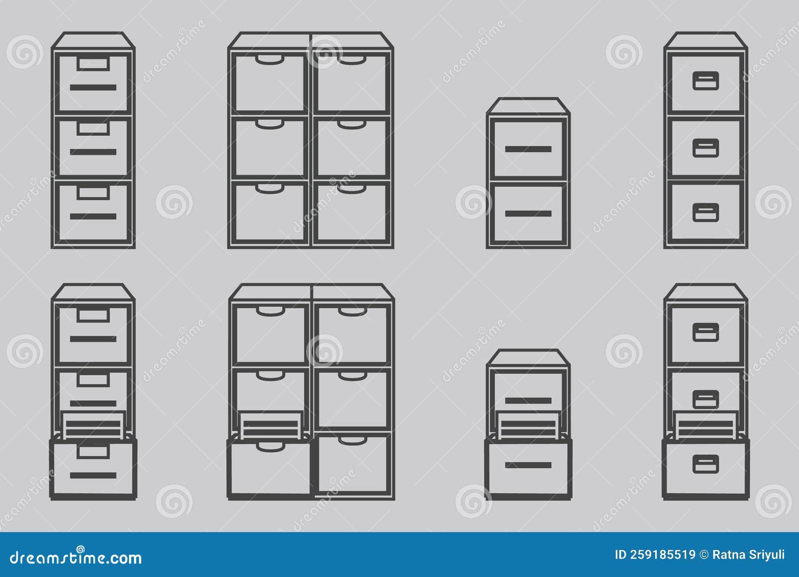 Hand Drawn File Cabinet Design Vector Flat Isolated Illustration Stock ...