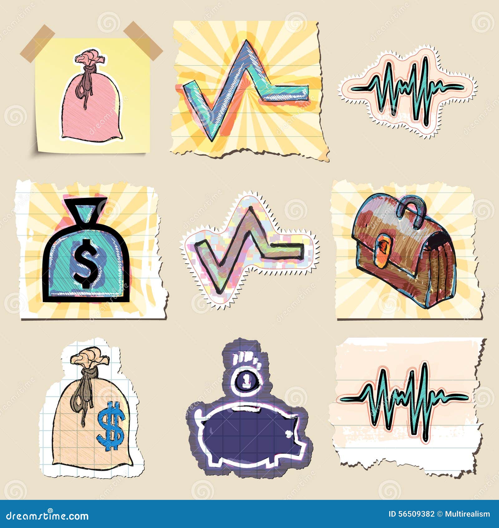 Hand Drawn Finance Emblems Set. Isolated Stock Vector - Illustration of ...