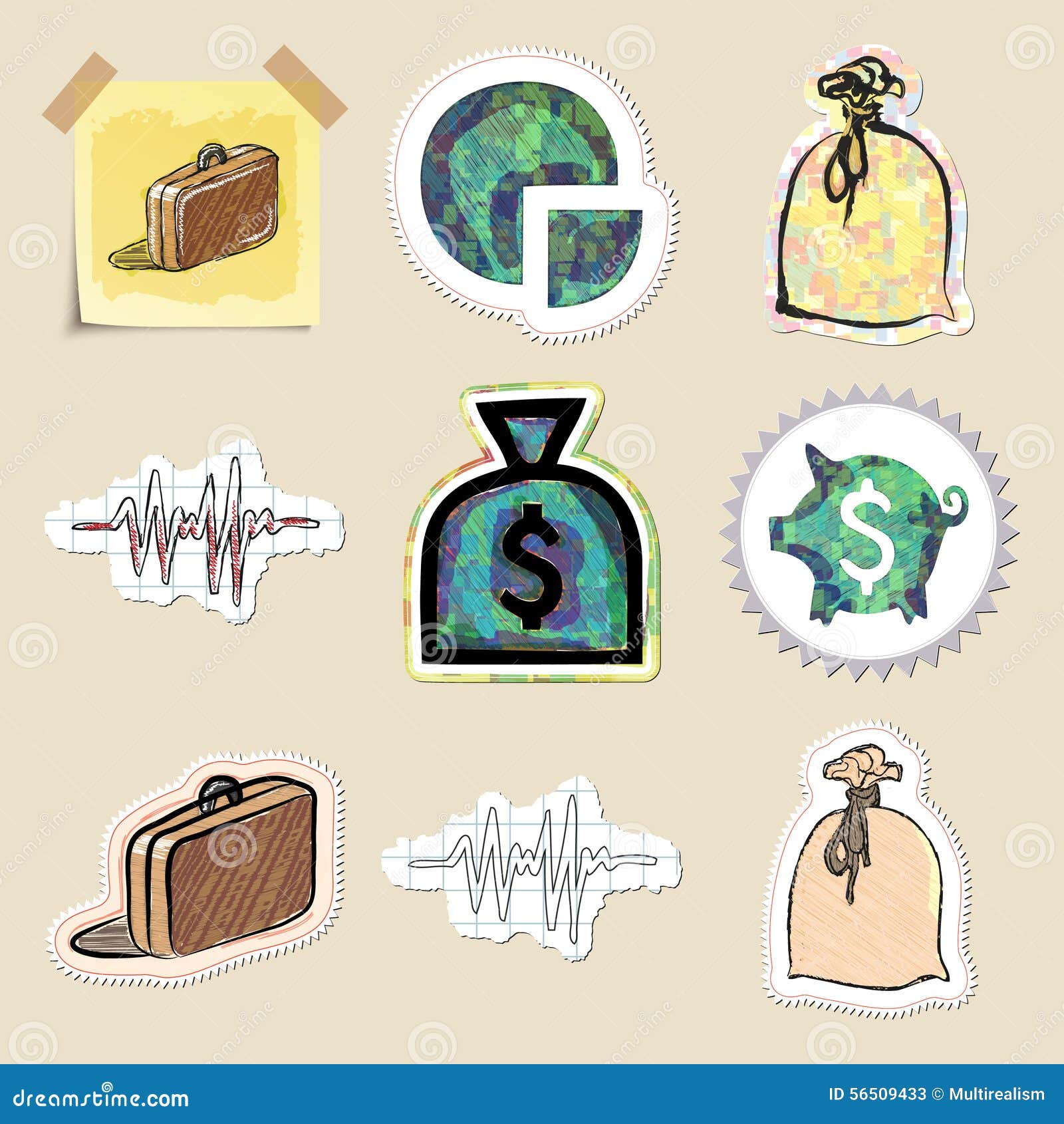 Hand Drawn Finance Emblems Set. Isolated Stock Vector - Illustration of ...