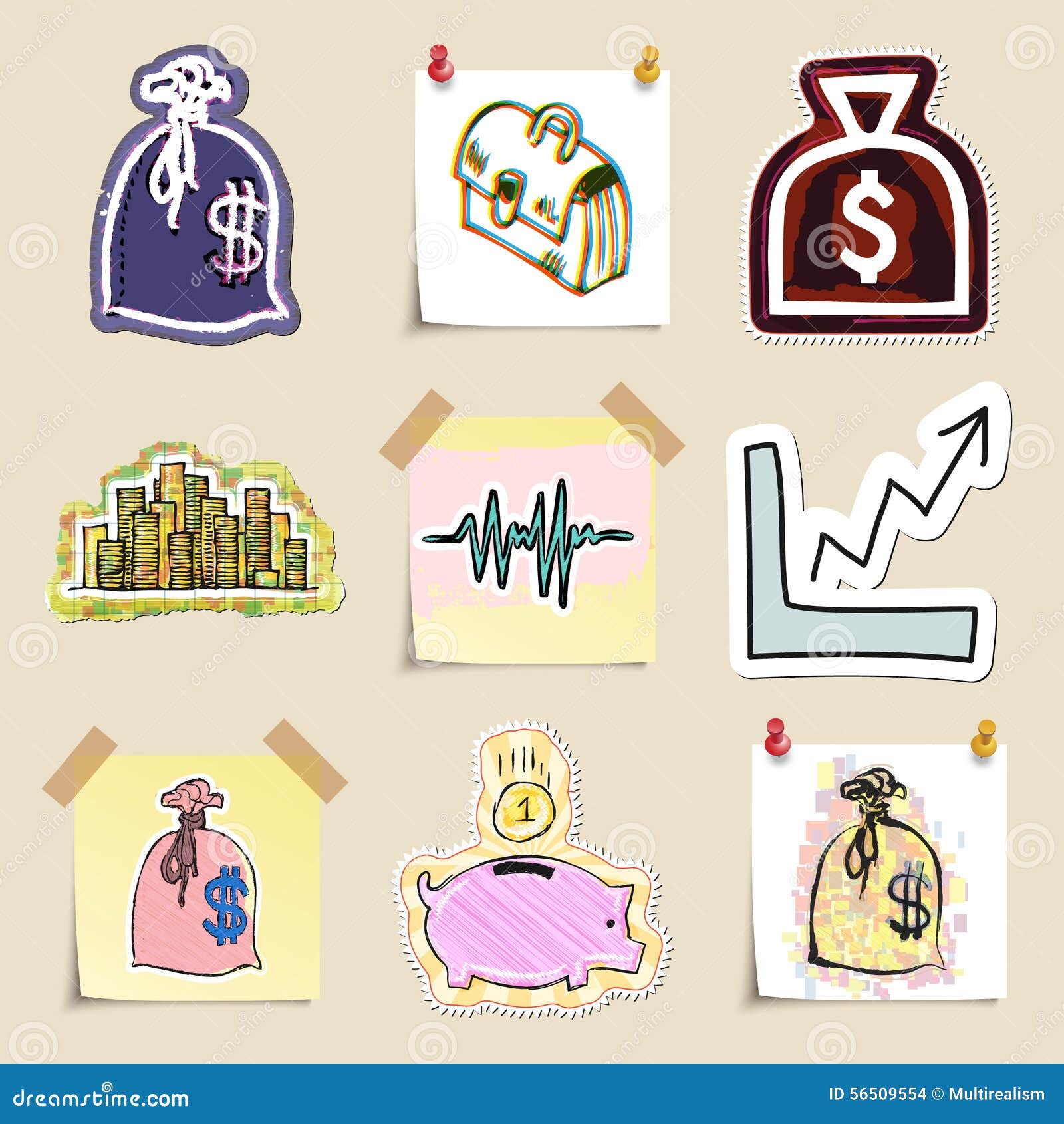 Hand Drawn Finance Emblems Set. Isolated Stock Vector - Illustration of ...