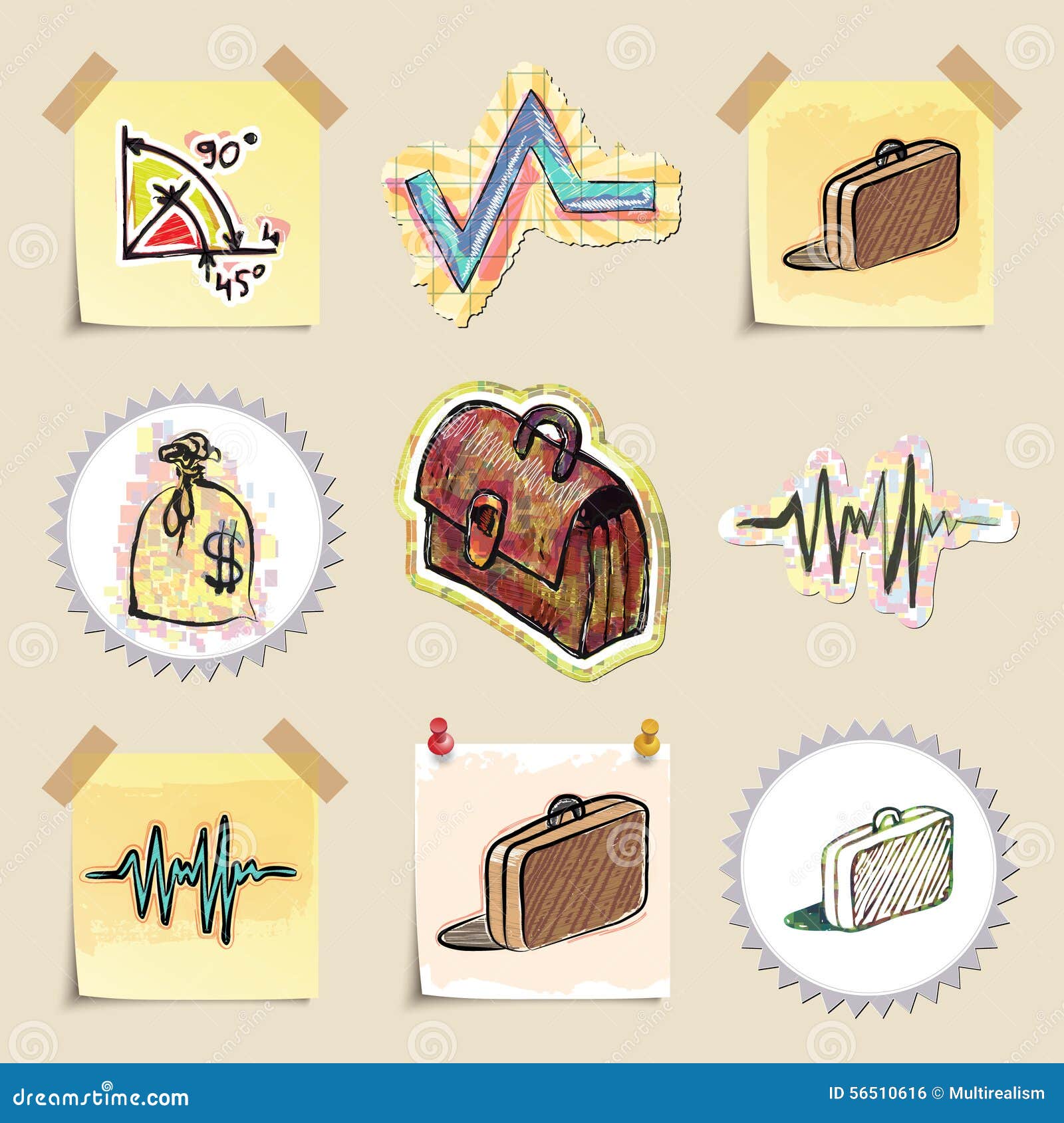 Hand Drawn Finance Emblems Set. Isolated Stock Vector - Illustration of ...