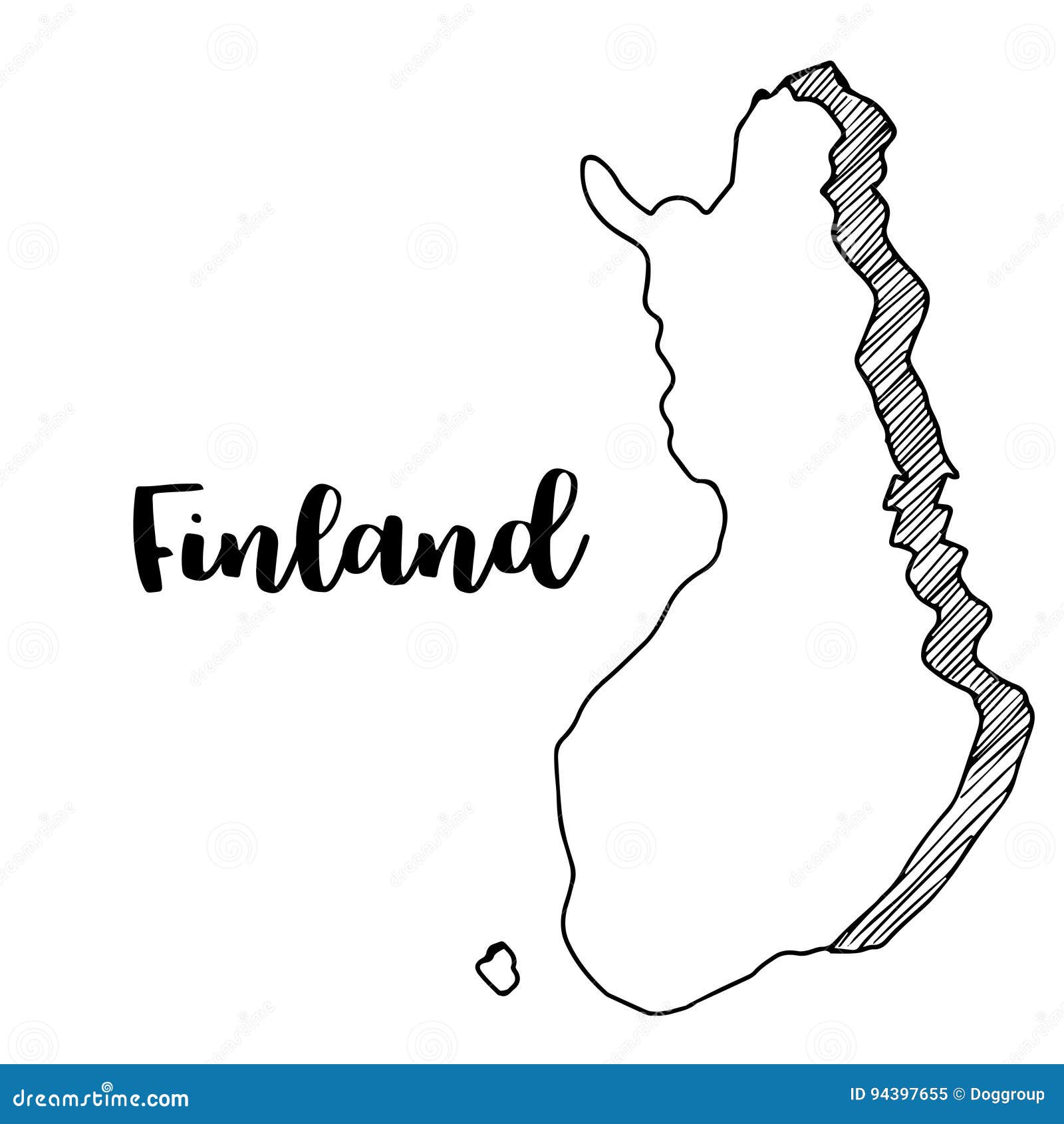 Hand drawn of Finland map stock illustration. Illustration of finnish ...