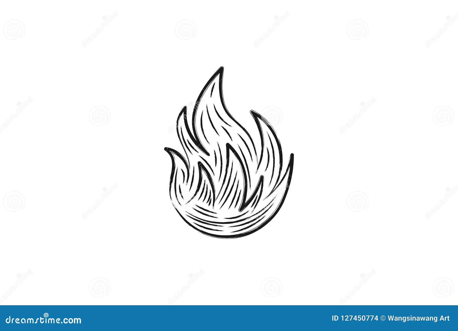 Hand Drawn Fire Logo Designs Inspiration Isolated on White Background ...