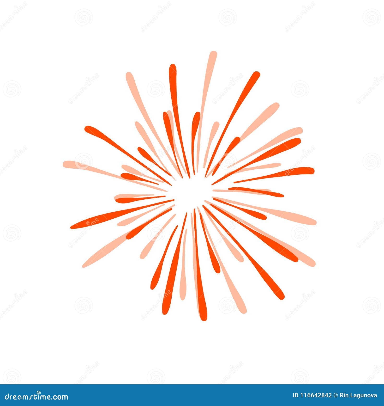 Hand Drawn Firework Explosion, Red Cracker, Vector. Stock Vector ...