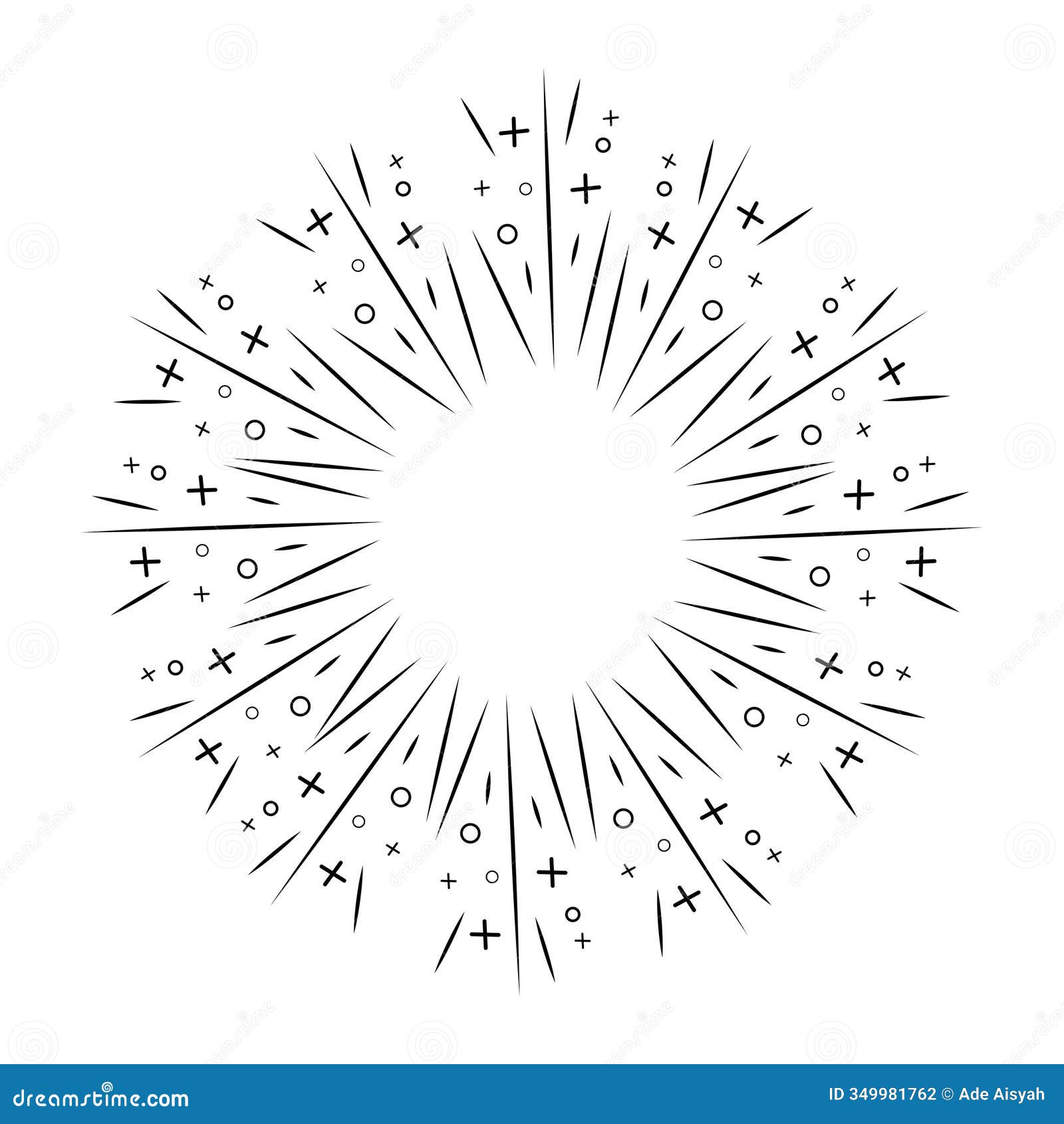Hand Drawn Firework Star Burst Sunburst Doodle Icon Explosion Frame ...