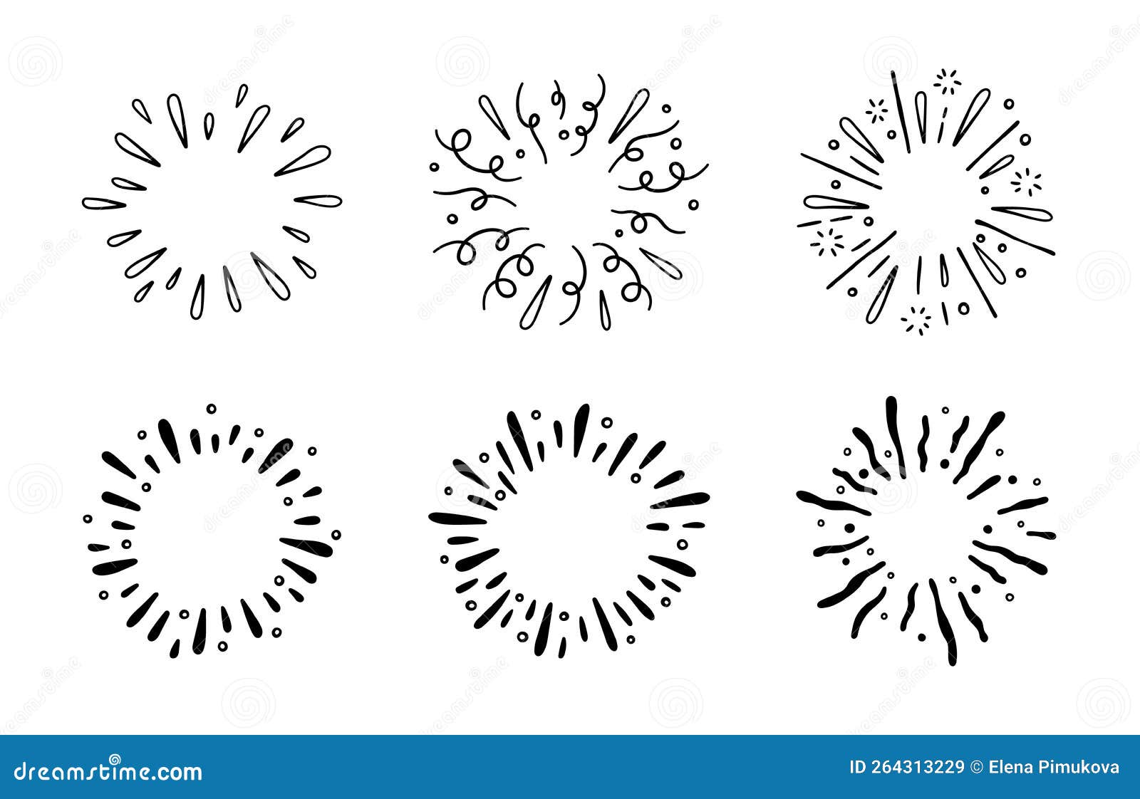 Hand Drawn Firework. Star Burst. Sunburst Doodle Icon. Hand Drawn ...