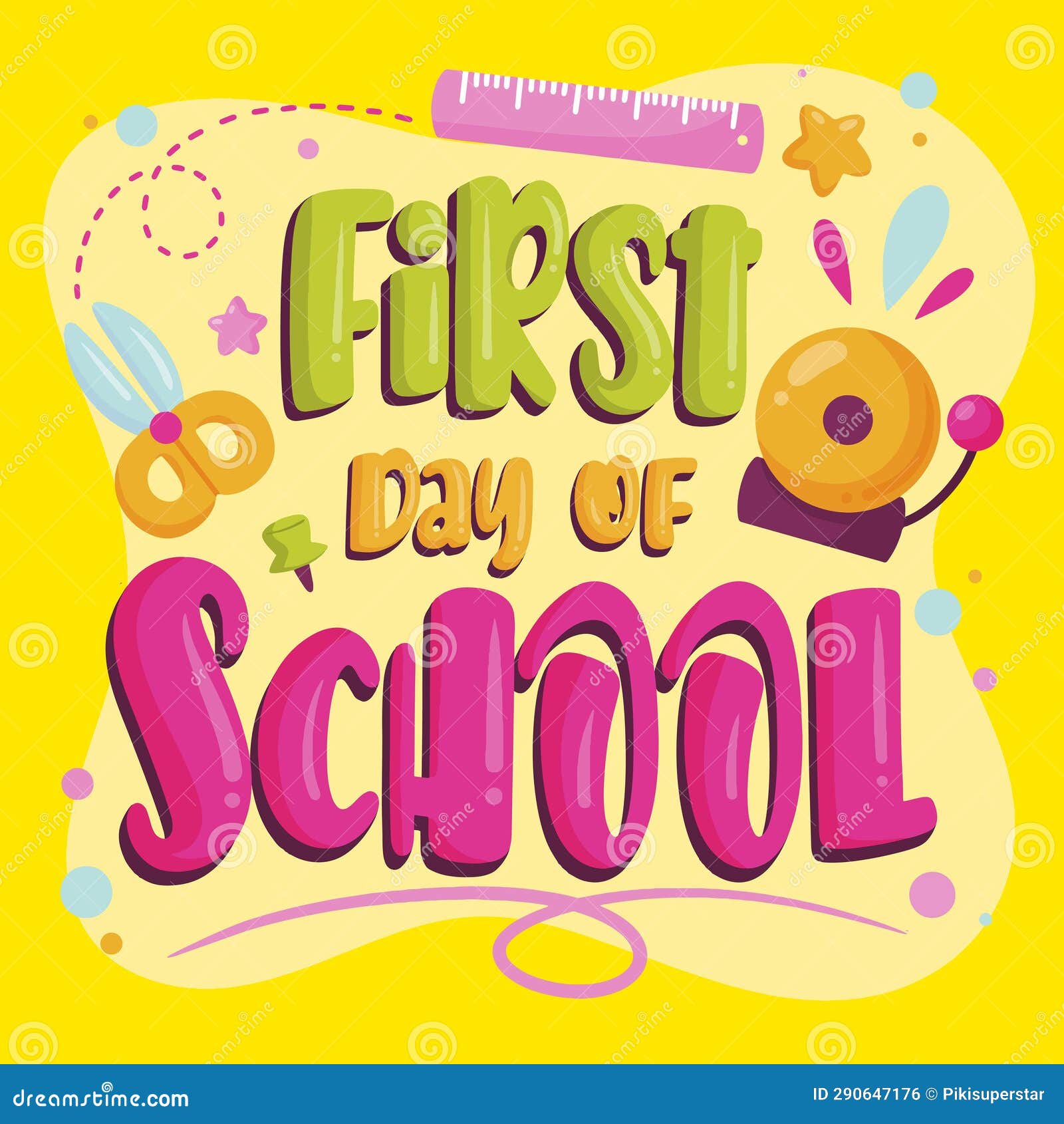 Hand Drawn First Day School Vector Design Illustration Stock Vector ...