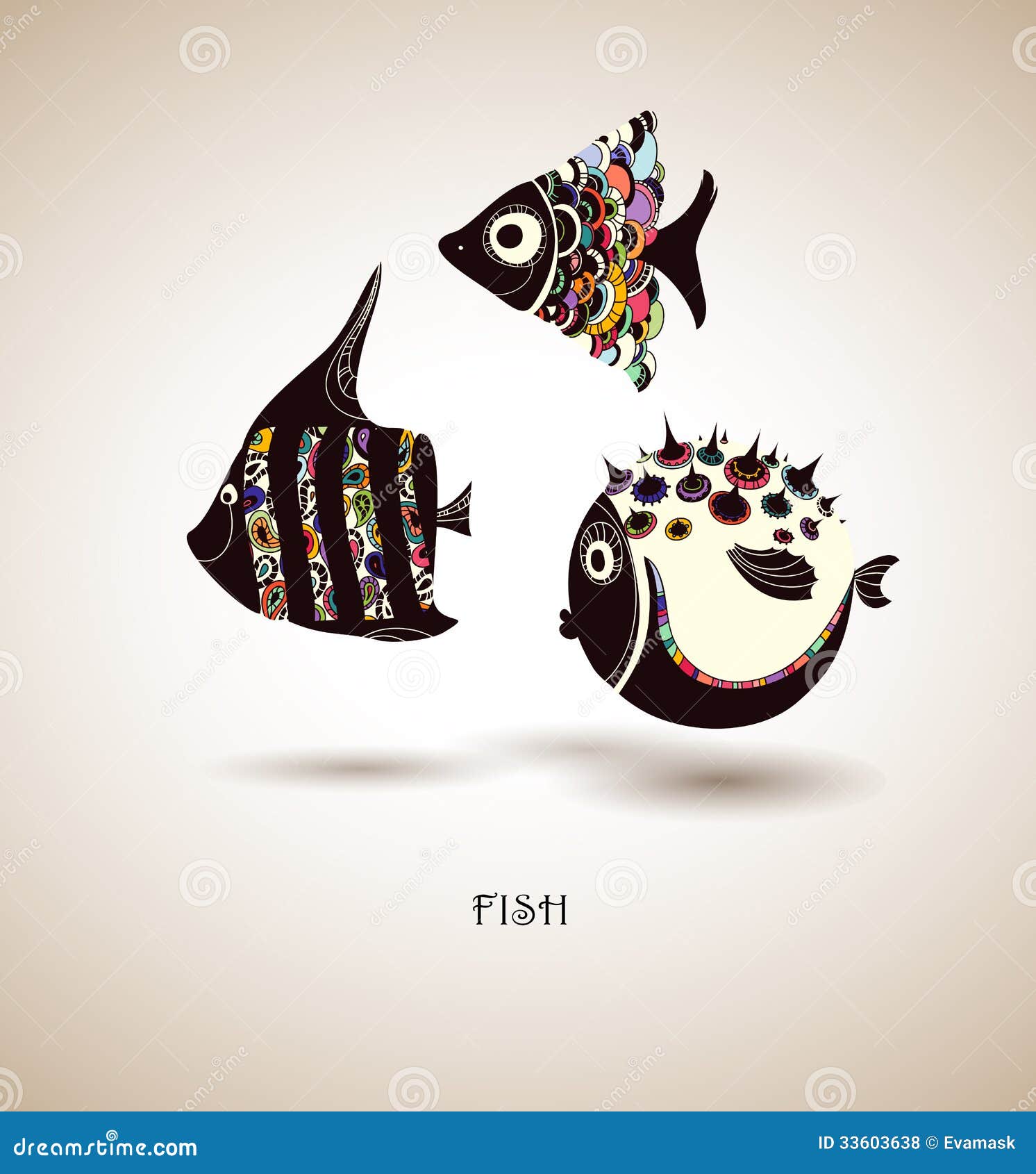 Hand drawn fish stock vector. Illustration of striped - 33603638