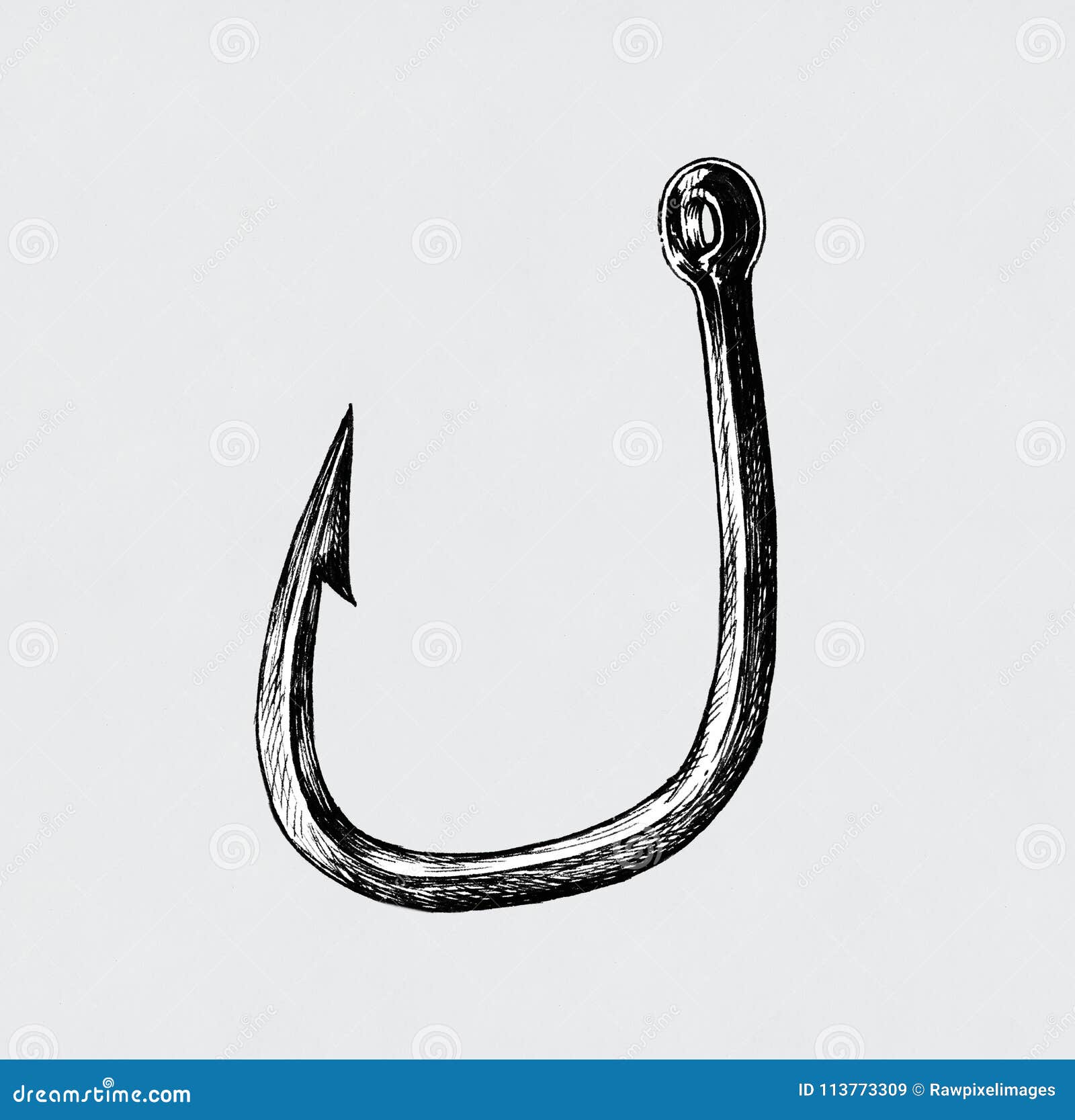 Hand Drawn Fish Hook Isolated Stock Illustration - Illustration of ...