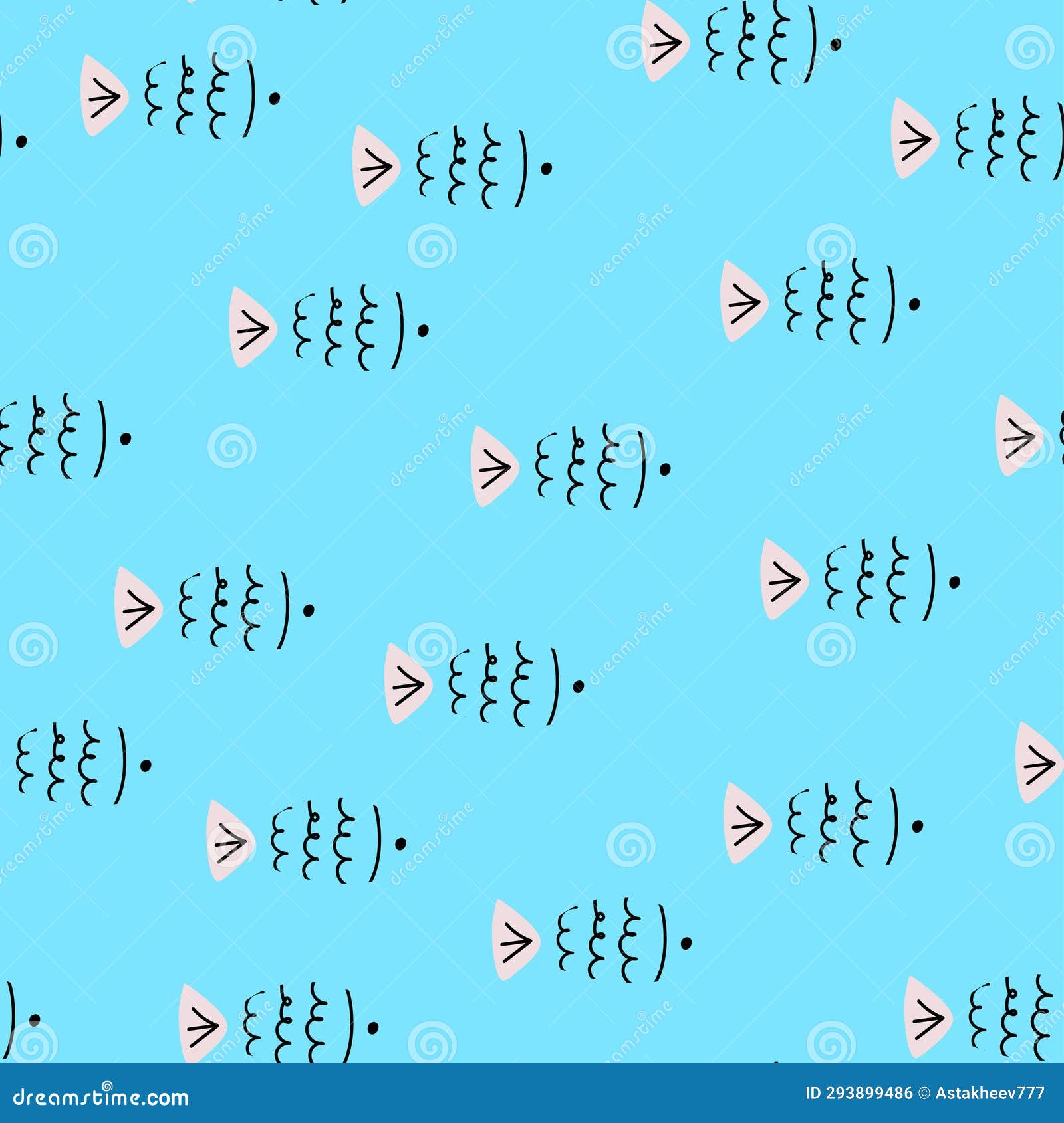 Hand Drawn Vector Seamless Cartoon Fish Pattern Stock Vector ...