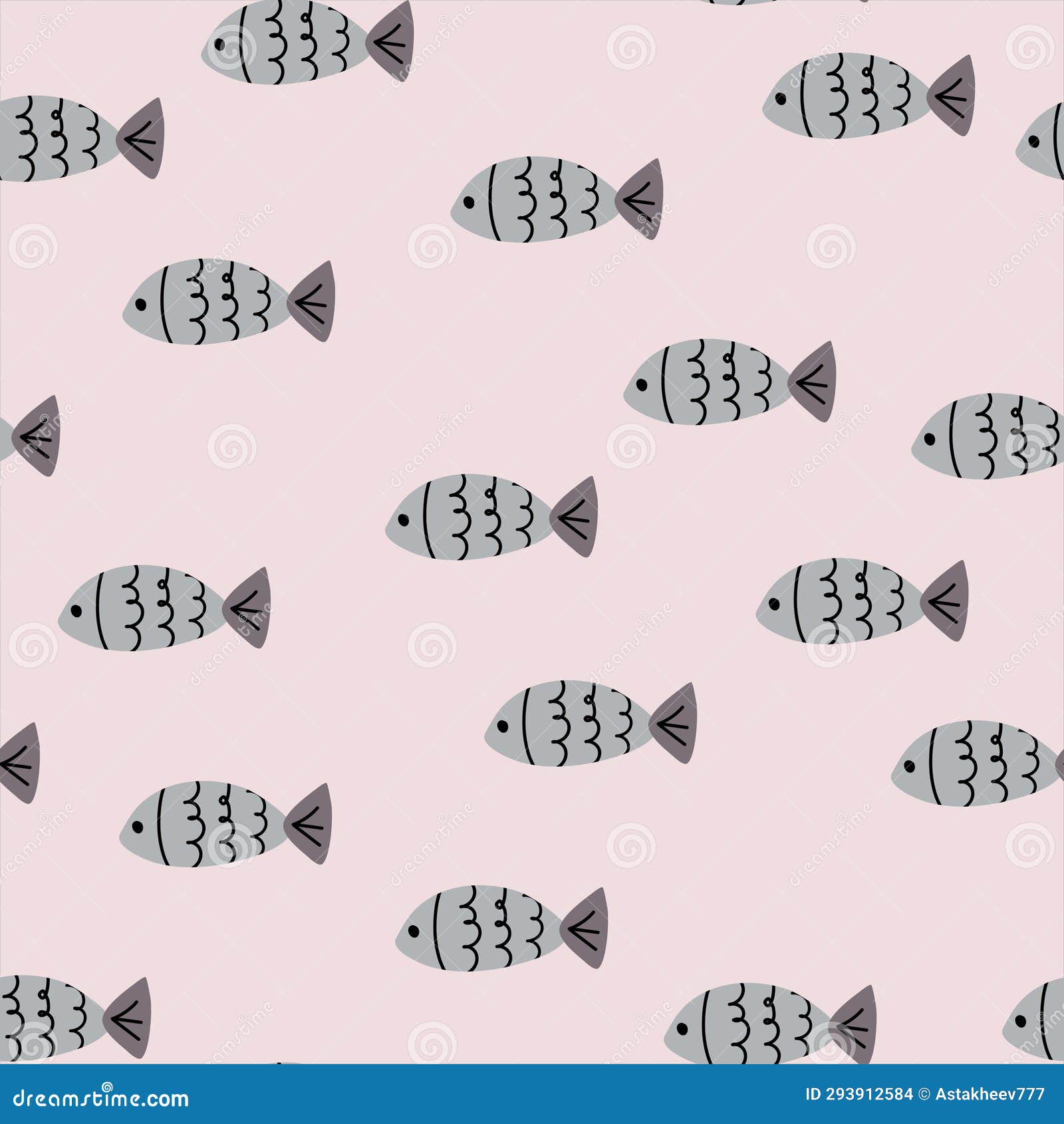 Hand Drawn Vector Seamless Cartoon Fish Pattern Stock Vector ...