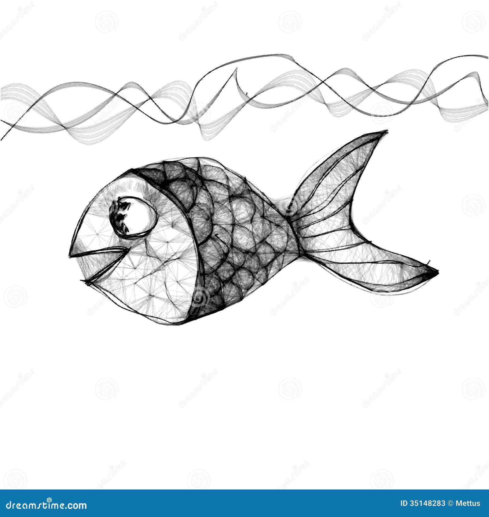 Hand drawn fish stock vector. Illustration of horse, fish - 35148283