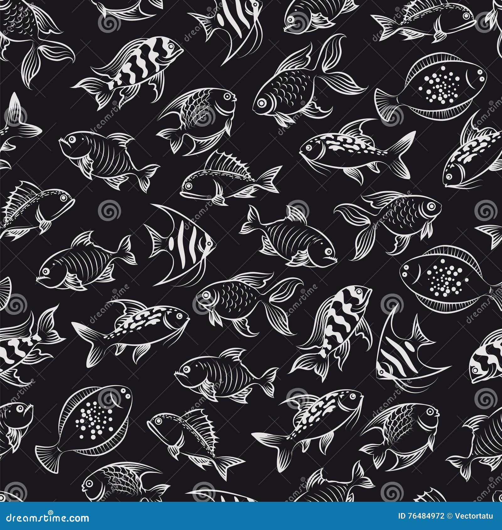 Hand Drawn Fish Seamless Pattern Stock Vector - Illustration of pencil ...