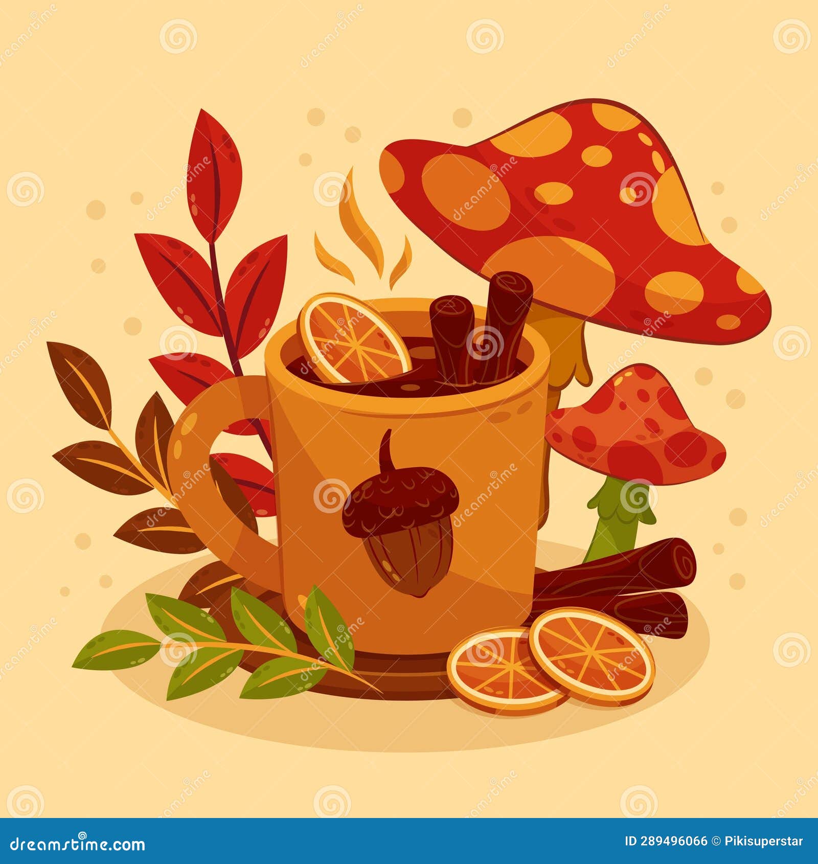 Hand Drawn Flat Autumn Design Illustration Stock Vector - Illustration ...