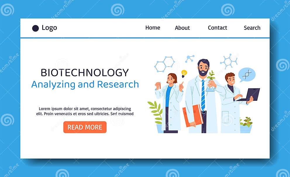 Hand Drawn Flat Biotechnology Landing Page Stock Illustration ...