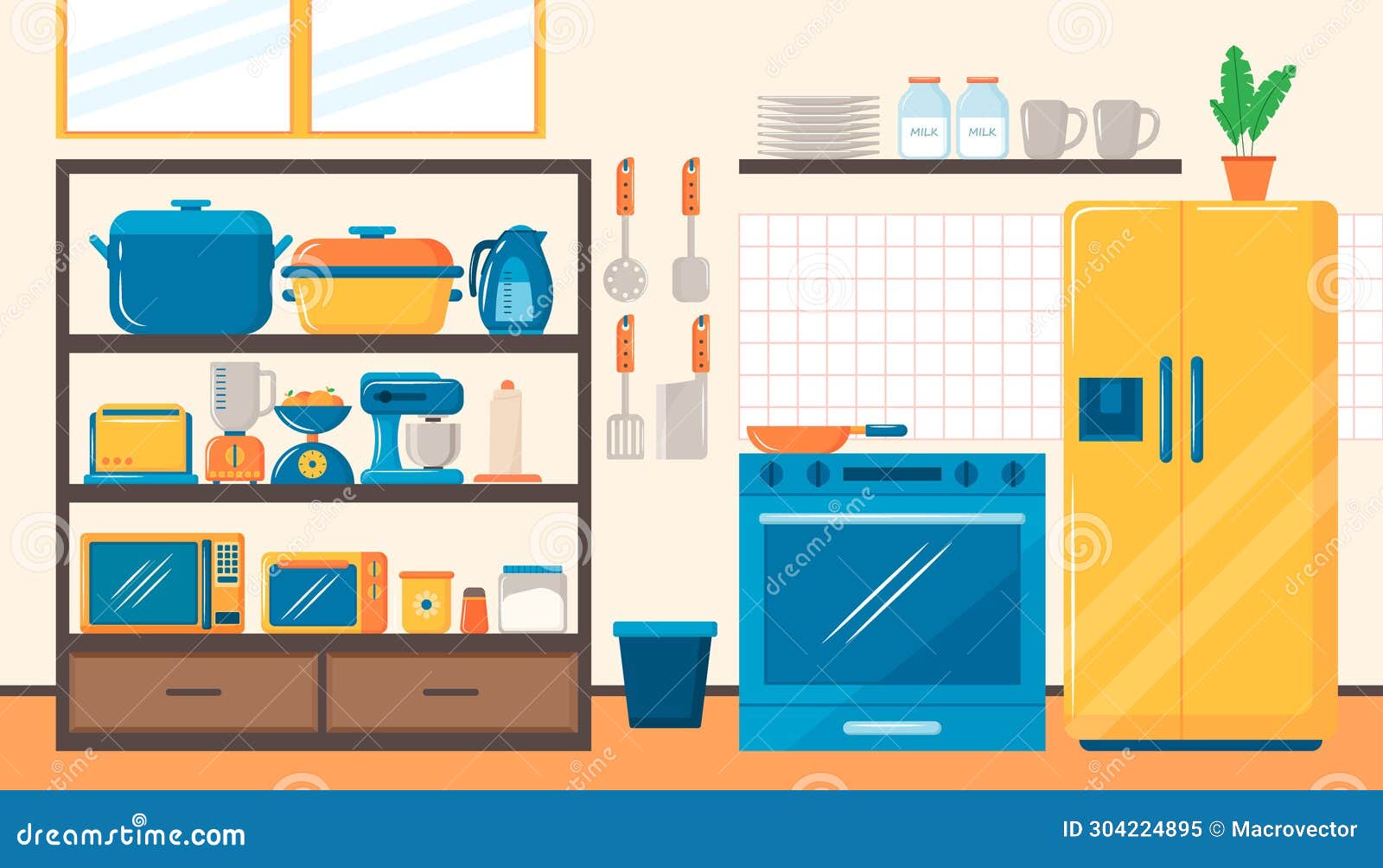 Hand Drawn Flat Cartoon Cooking Elements Composition Stock Illustration ...