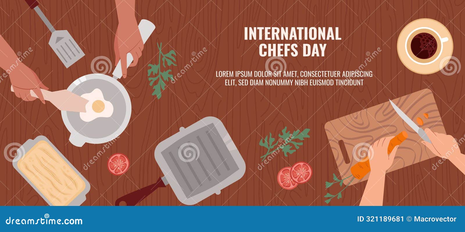 Hand Drawn Flat Cooking and Bakery Horizontal Banner with Ingredients ...