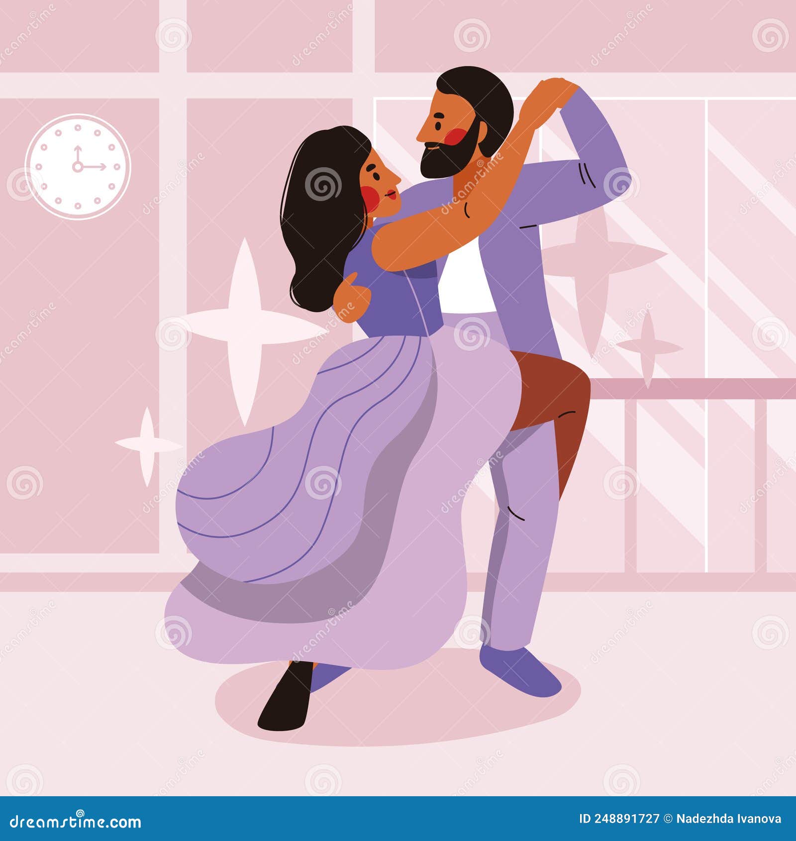 Hand Drawn Flat Dance School Vector Illustration. Stock Vector ...