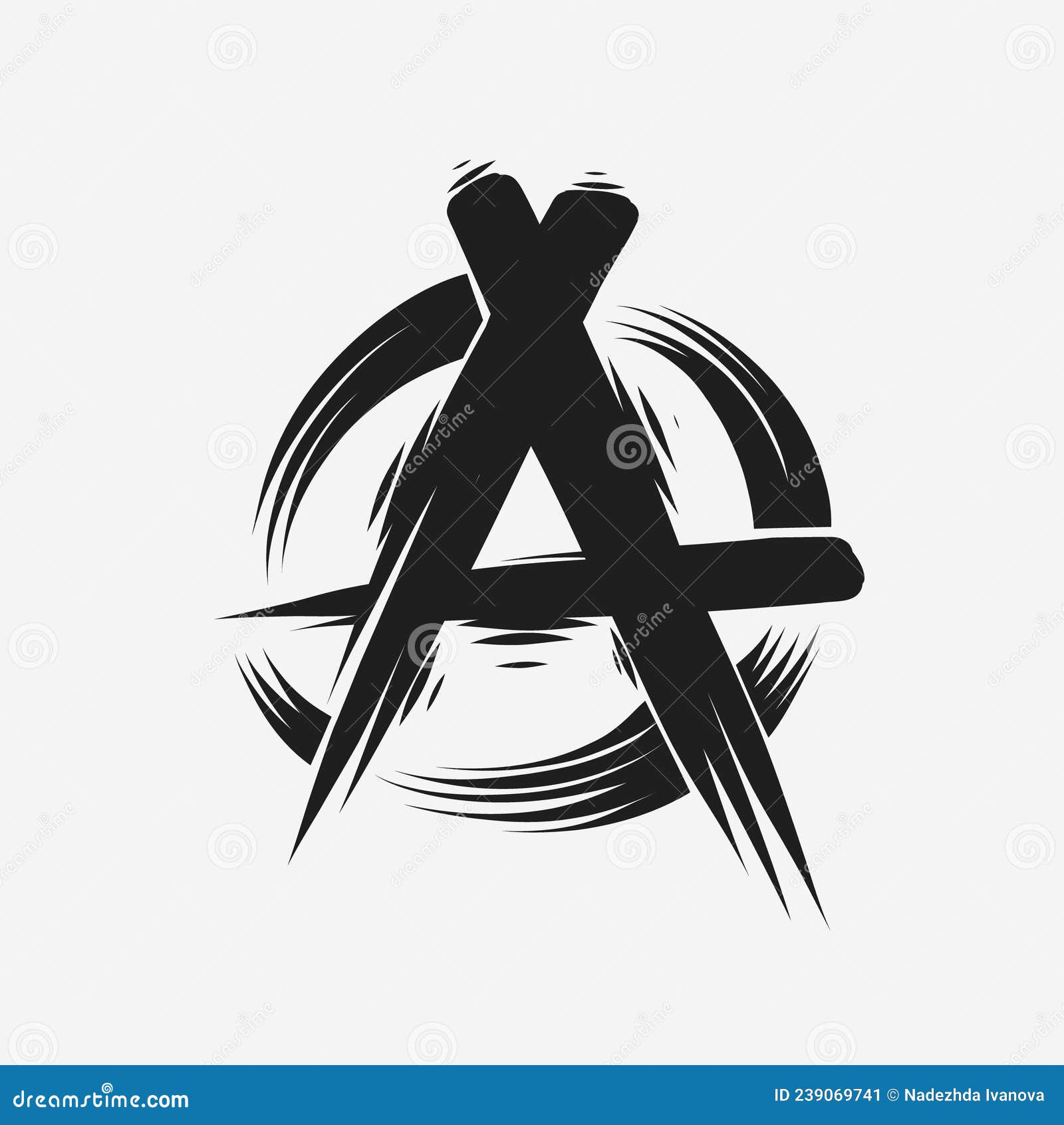 Hand Drawn Flat Design Anarchy Symbol Vector Illustration. Stock Vector ...