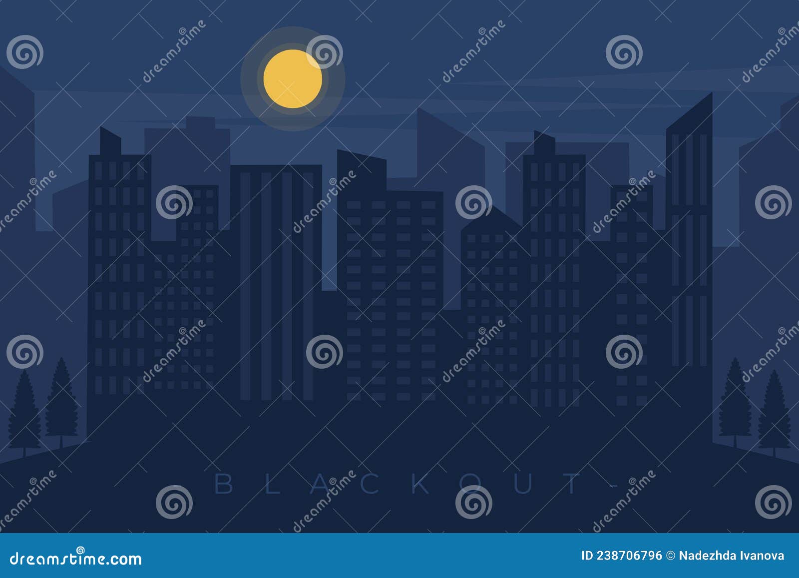Hand Drawn Flat Design Blackout Illustration Vector Illustration. Stock ...