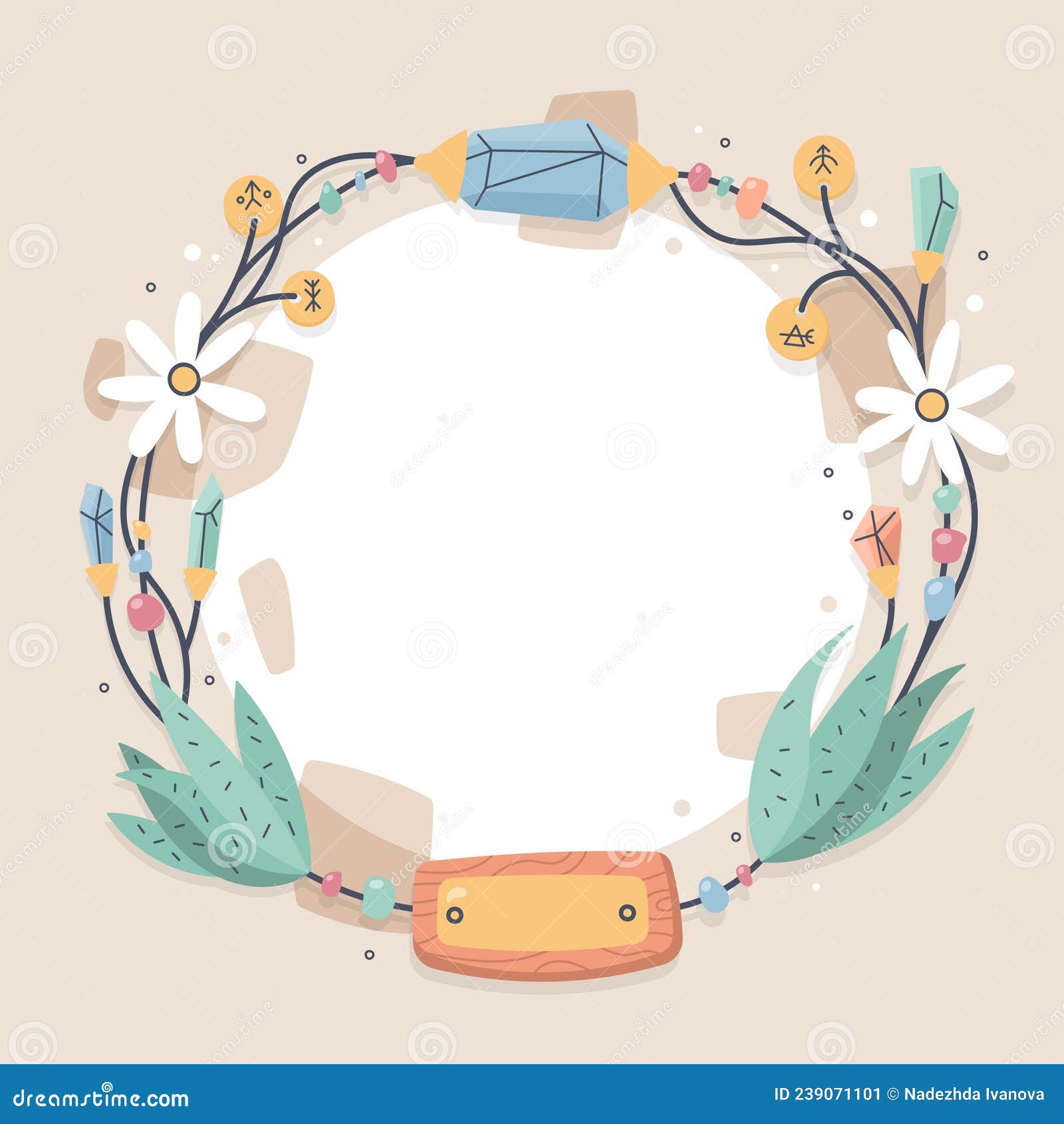 Hand Drawn Flat Design Boho Frame Vector Illustration. Stock Vector ...