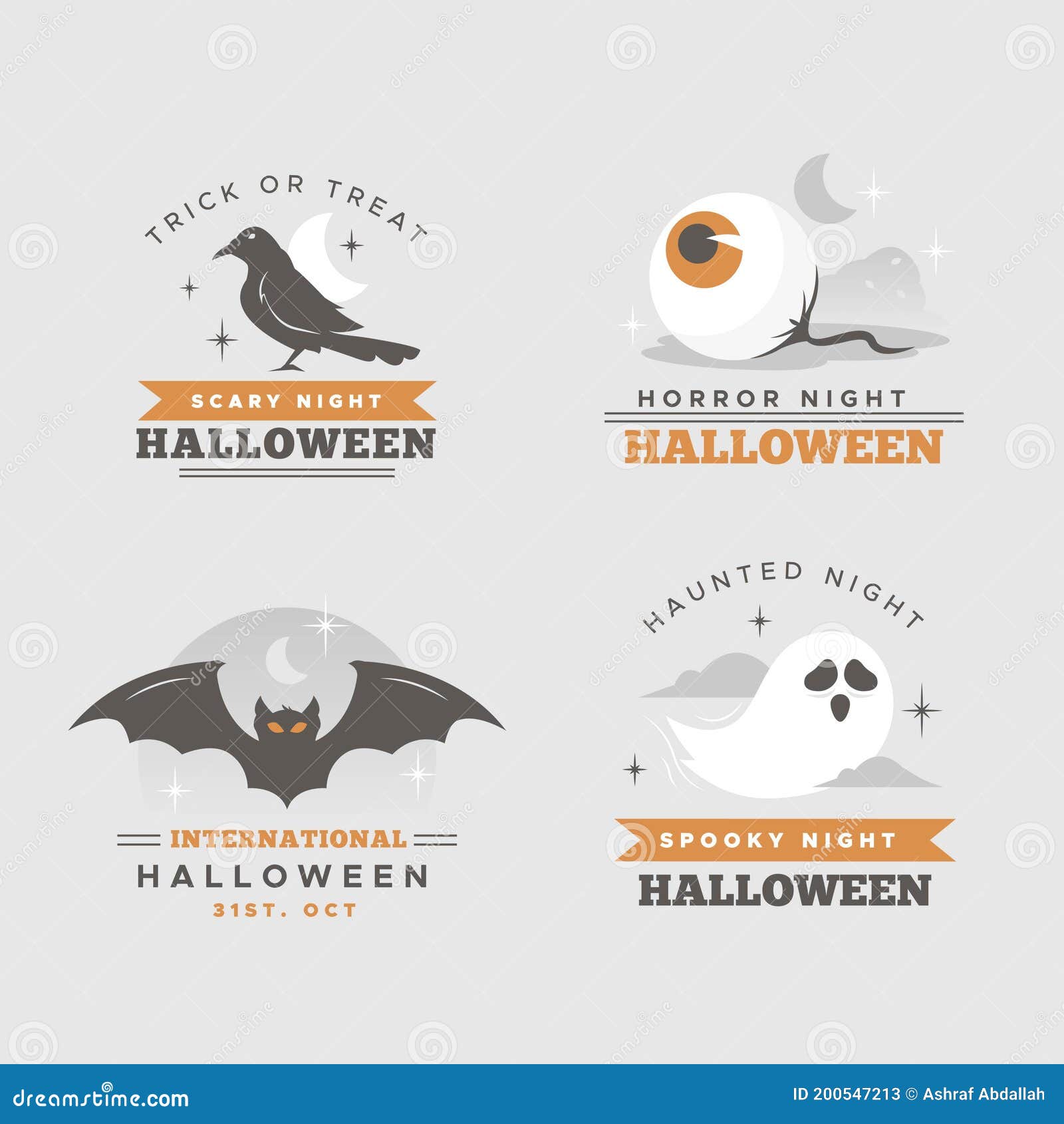Hand Drawn Flat Design Halloween Label Badge Collection Vector Design ...