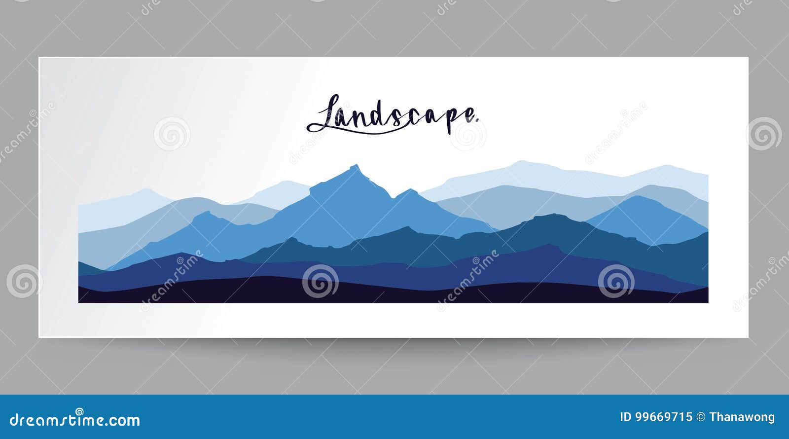 Hand Drawn Flat Design, Mountains Landscape with Calligraphy, Il Stock ...
