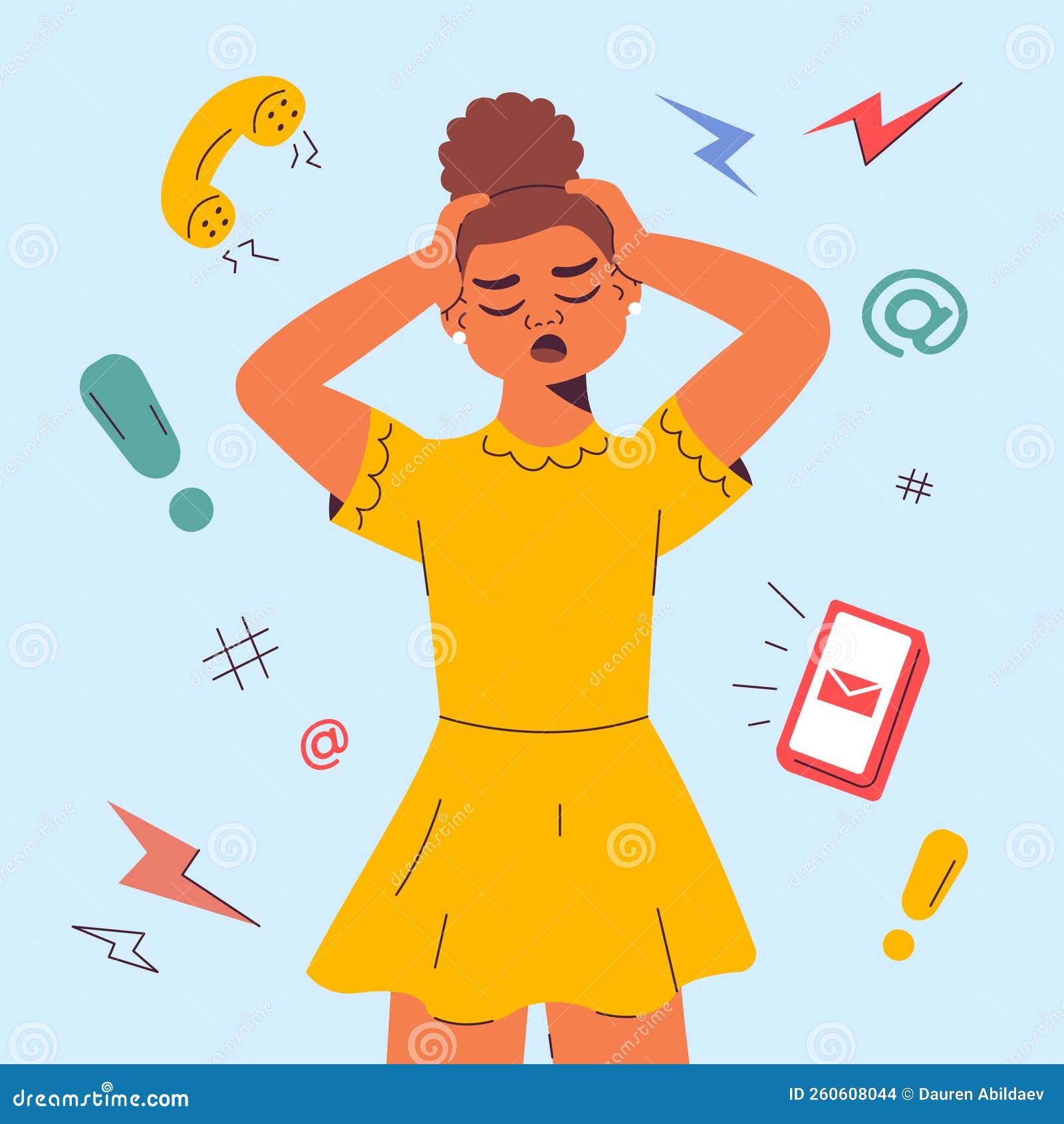 Hand Drawn Flat Design Overwhelmed People Vector Illustration. Stock ...