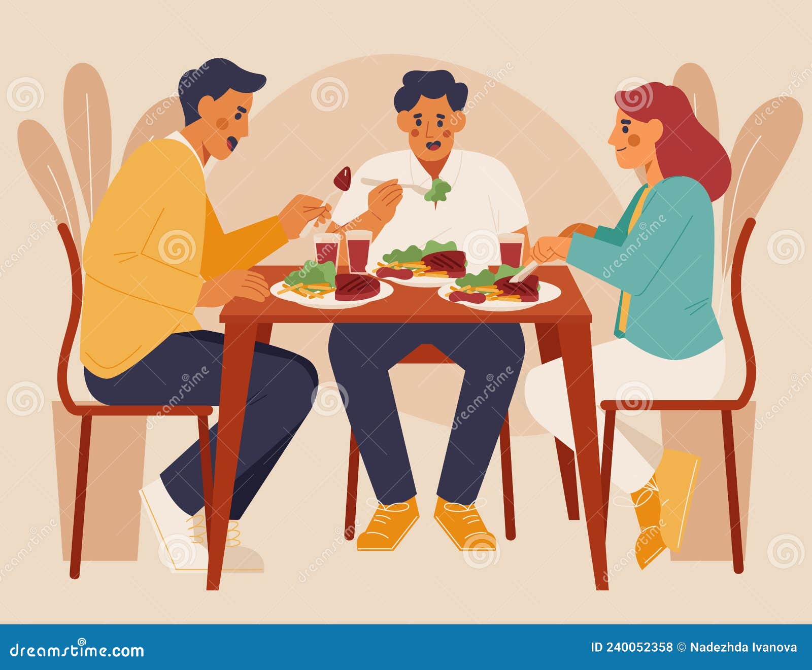 Hand Drawn Flat Design People Eating Illustration Vector Illustration ...