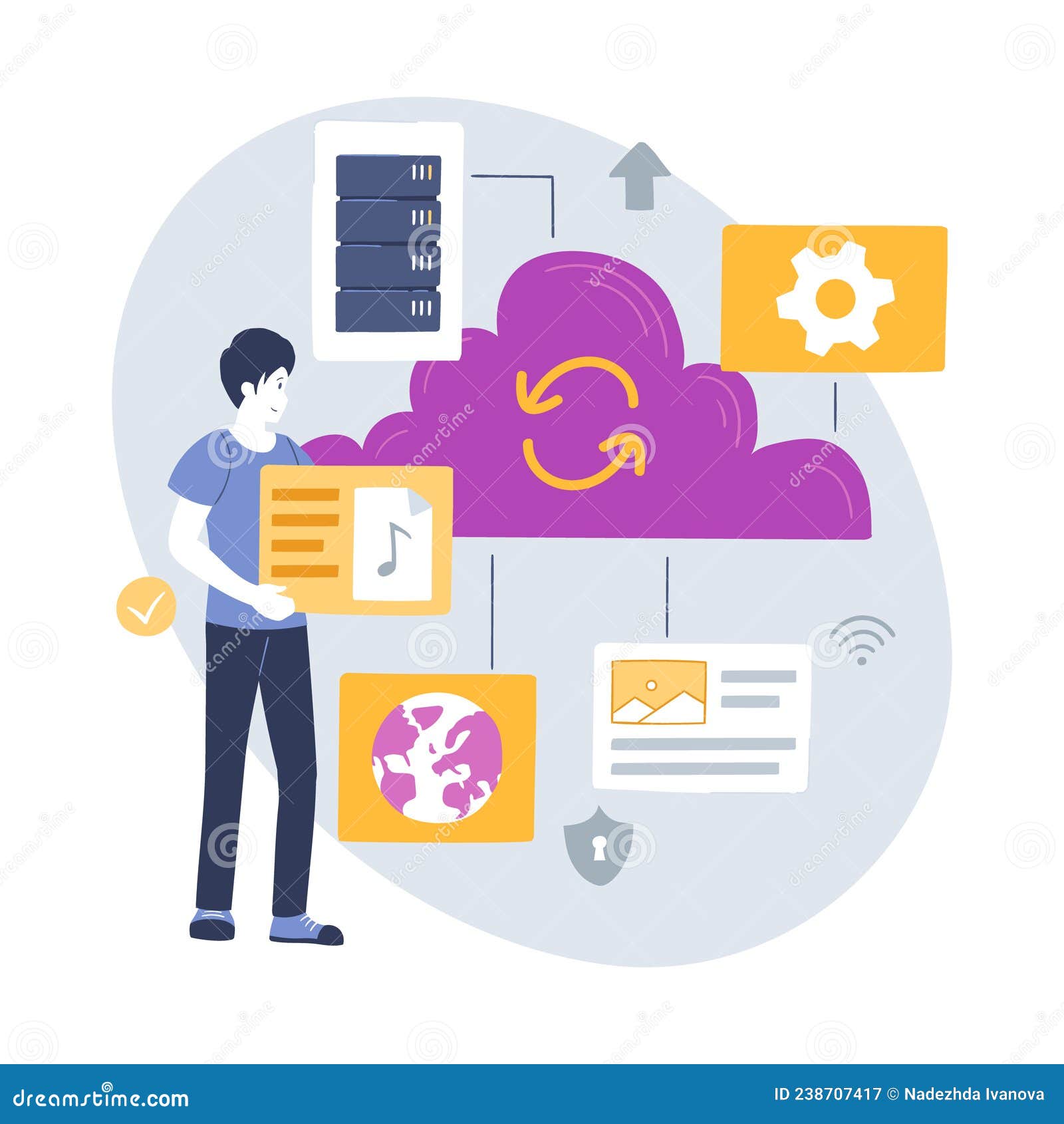 Hand Drawn Flat Design Saas Illustration Vector Illustration. Stock ...