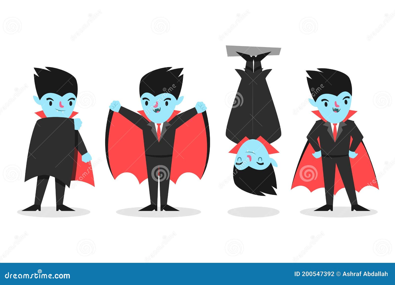 Hand Drawn Flat Design Vampire Character Set Pack Collection Stock ...