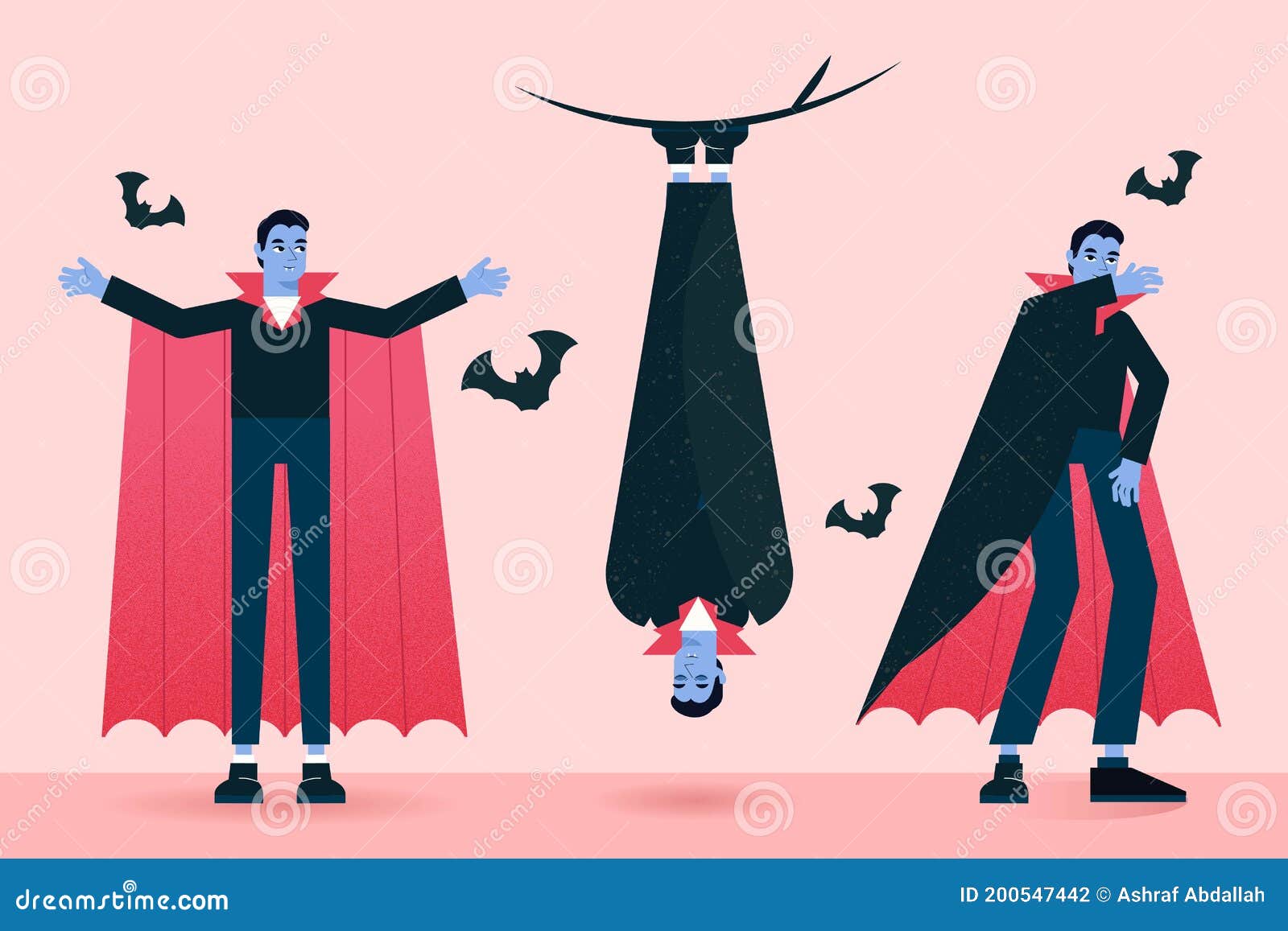 Hand Drawn Flat Design Vampire Character Set Pack Collection Stock ...