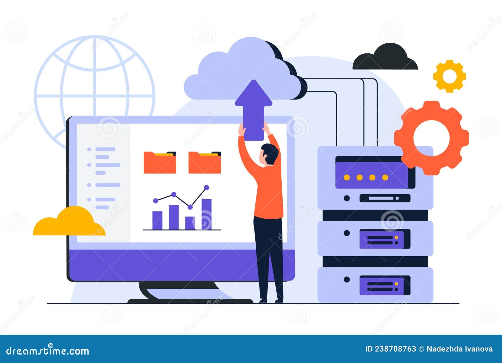 Hand Drawn Flat Design Website Hosting Illustration Vector Illustration ...