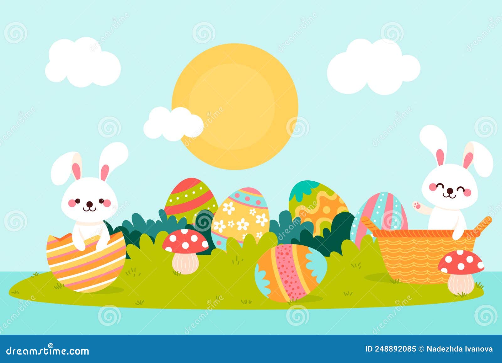 Hand Drawn Flat Easter Illustration Vector Illustration. Stock Vector ...