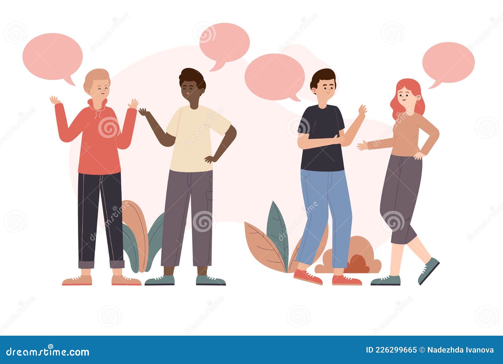 Hand Drawn Flat Friends Talking Vector Illustration. Stock Vector ...