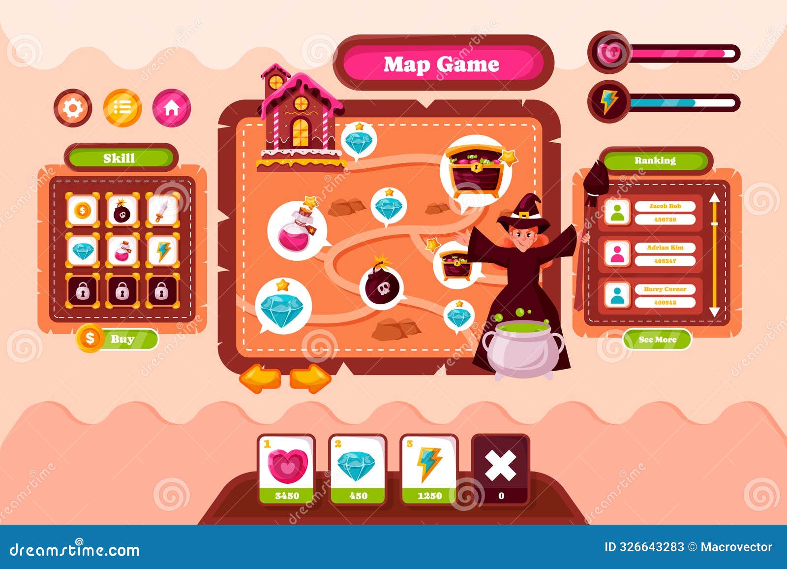 Hand Drawn Flat Game Assets Composition Stock Illustration ...