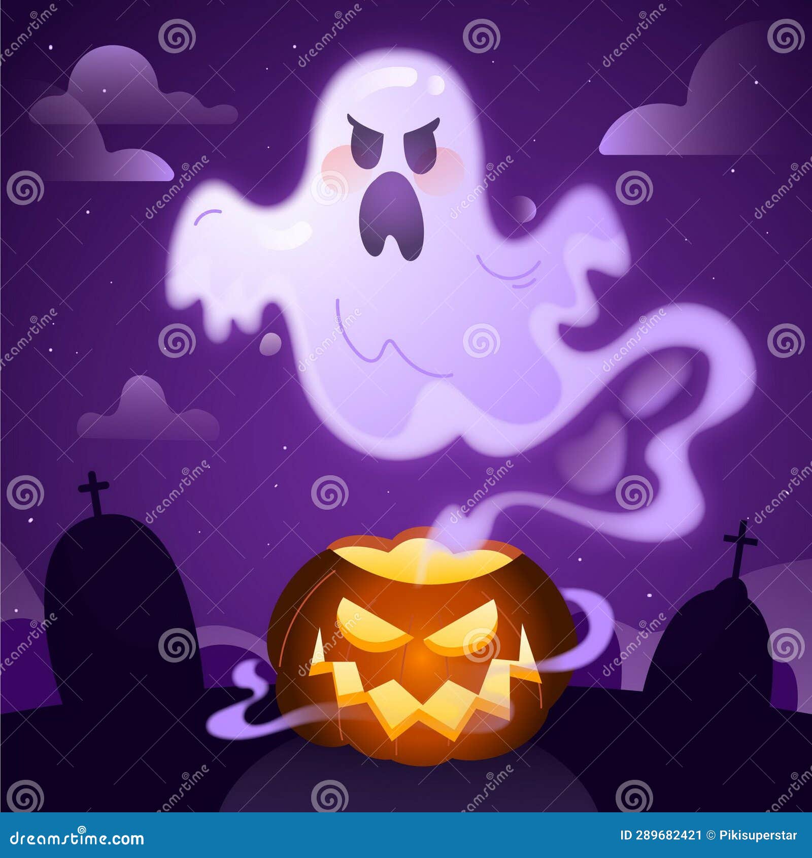 Hand Drawn Flat Halloween Ghost Vector Design Stock Vector ...