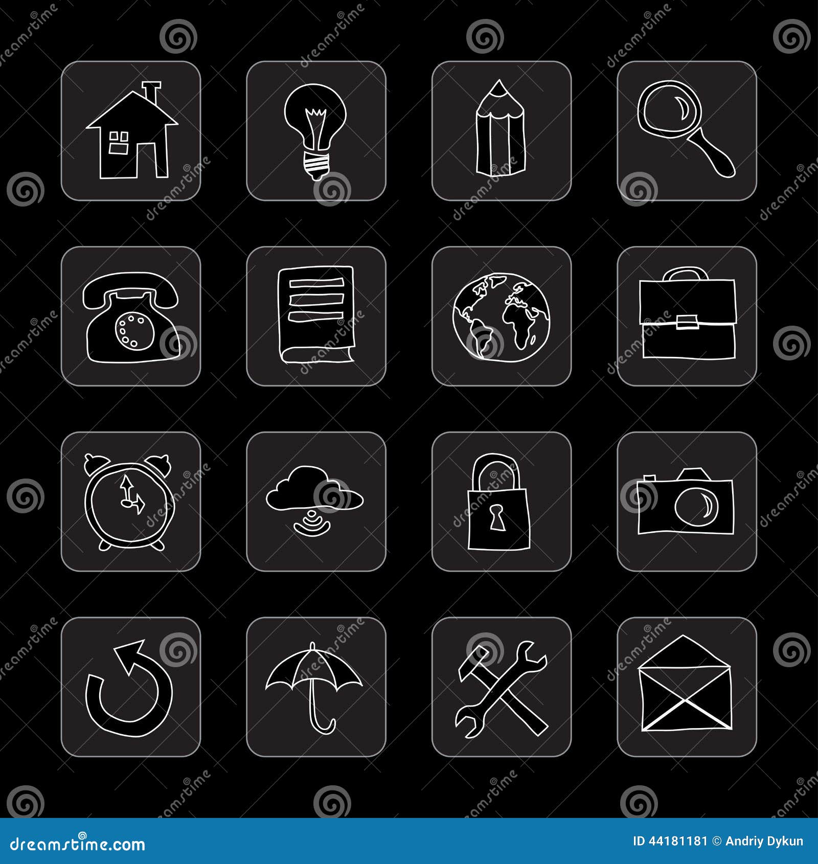 Hand drawn flat icons stock vector. Illustration of internet - 44181181