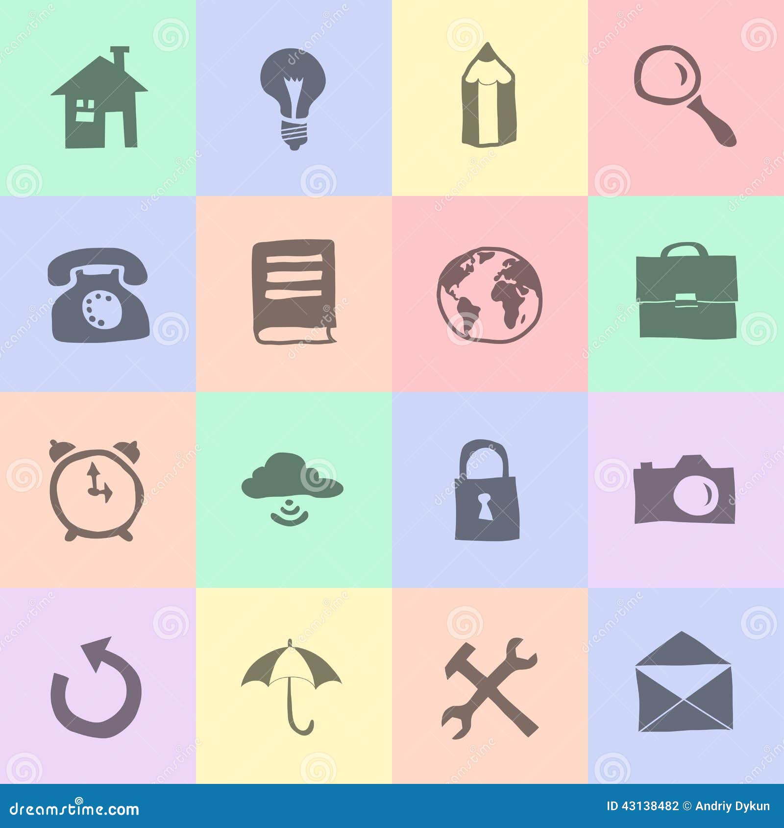 Hand drawn flat icons stock vector. Illustration of house - 43138482
